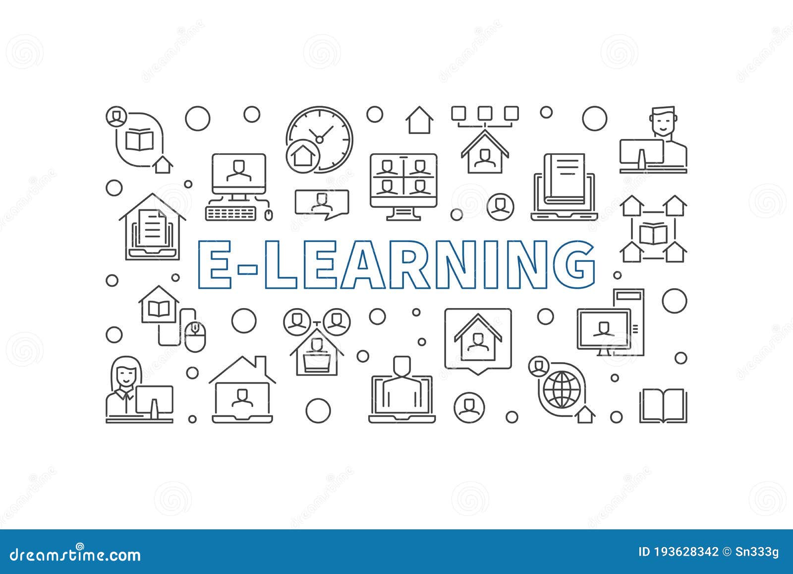 E-Learning Vector Concept Outline Horizontal Illustration Stock Vector ...