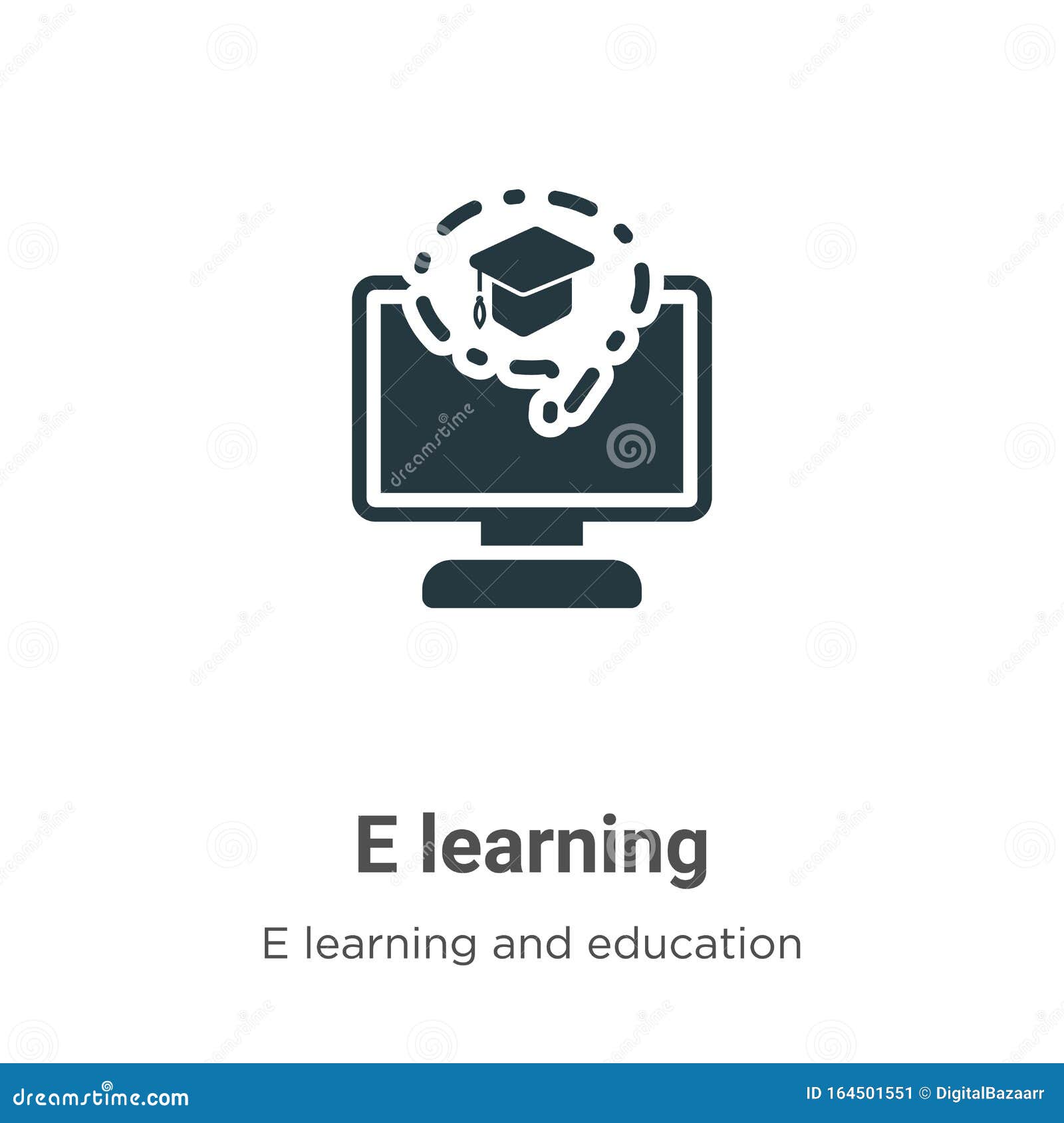 E Learning Vector Icon on White Background. Flat Vector E Learning Icon ...