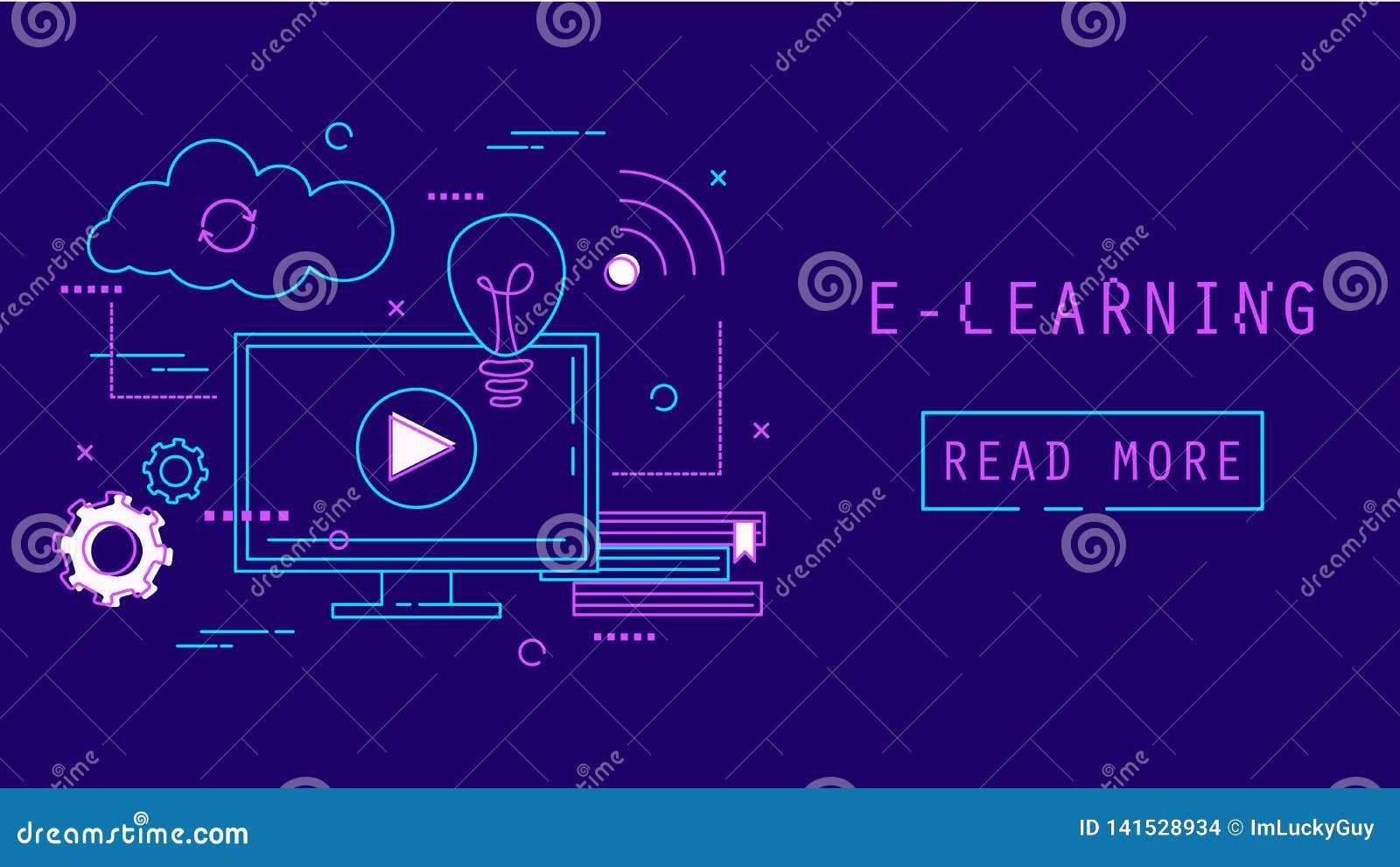 E-learning Web Banner. Online Education and Training Stock Illustration ...