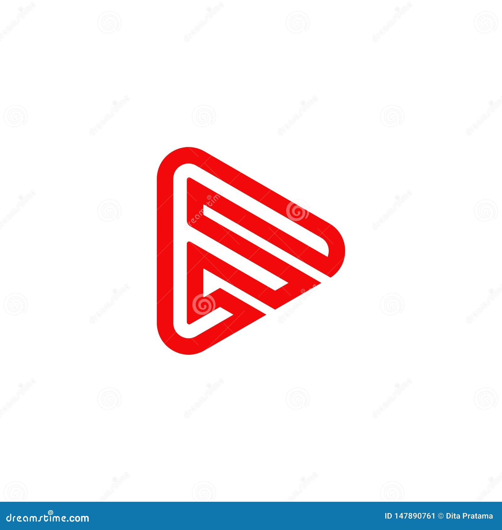 E Letter Initial Red Play Button Logo. Stock Illustration ...