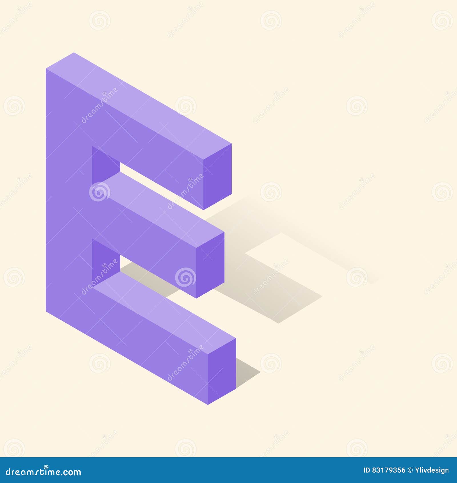 E Letter in Isometric 3d Style with Shadow Stock Vector - Illustration ...