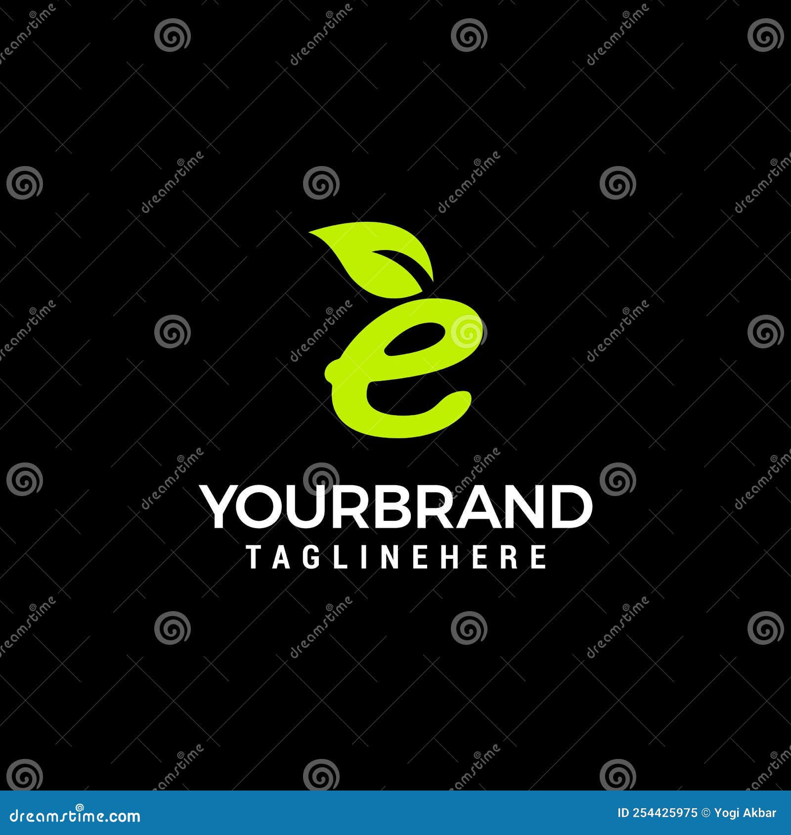 E Letter with Leaf Logo Design Template Vector Stock Vector ...