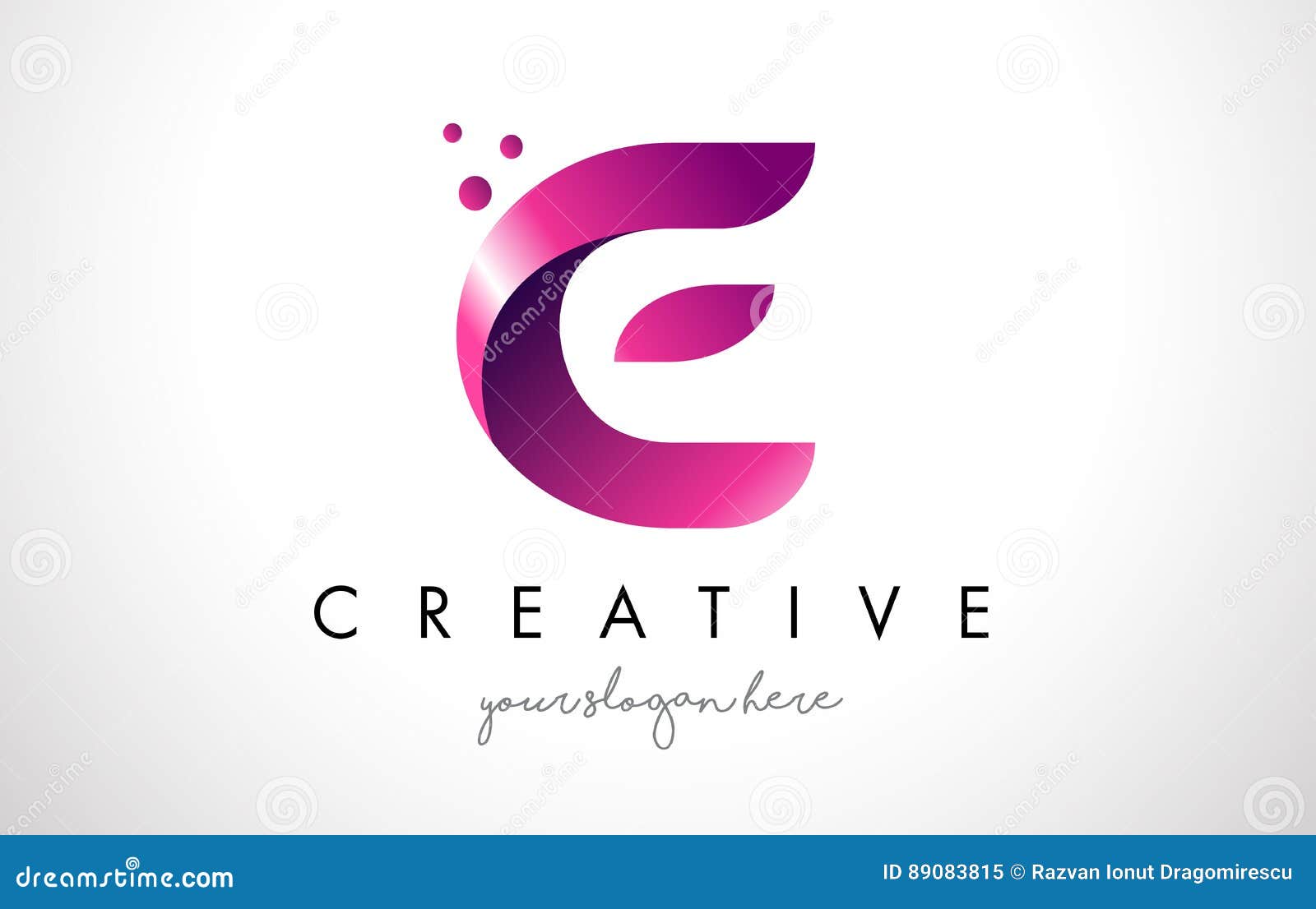 E Letter Logo Design with Purple Colors and Dots Stock Vector ...