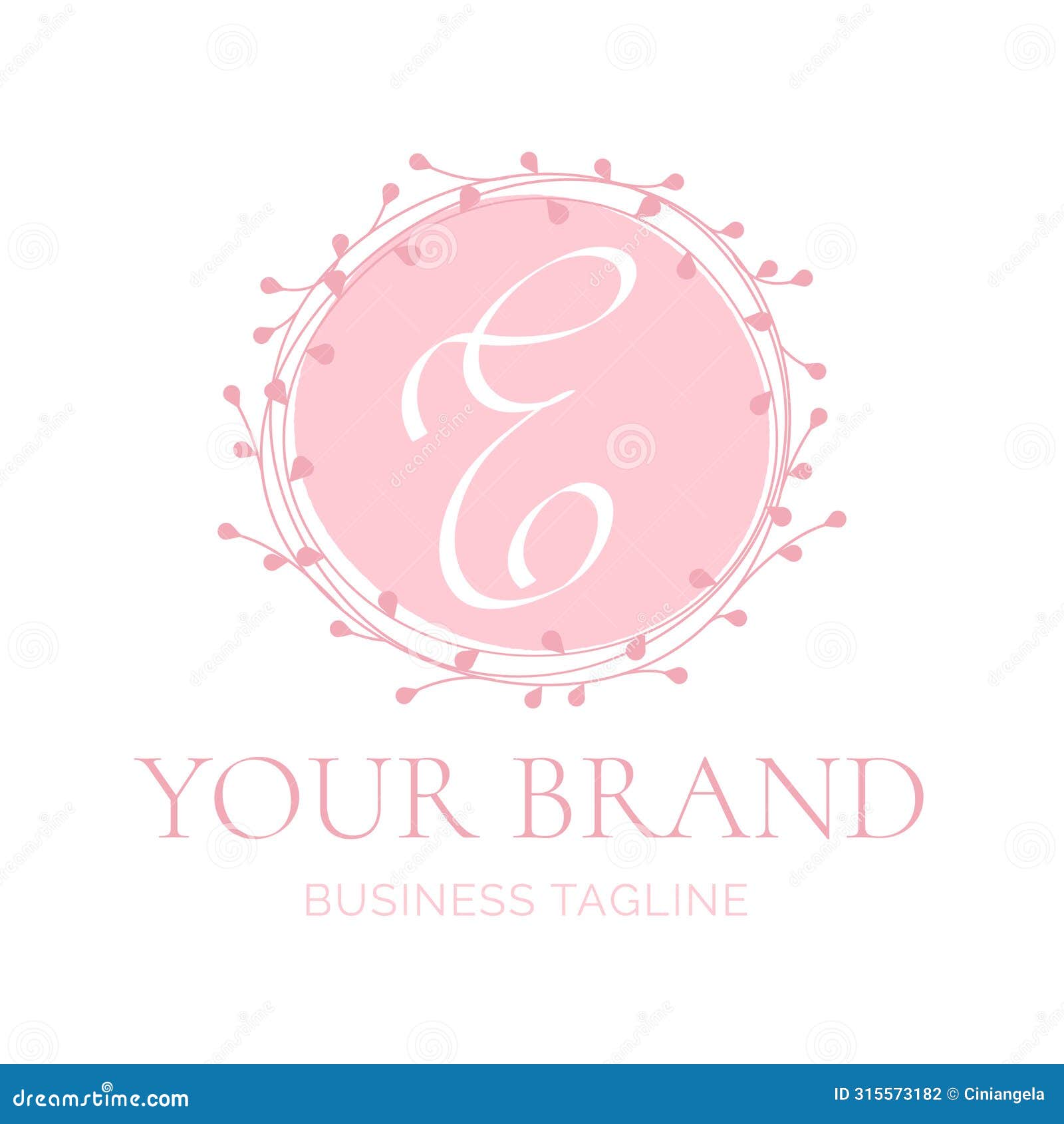 E Letter Pink Round Floral Logo Stock Vector - Illustration of ...