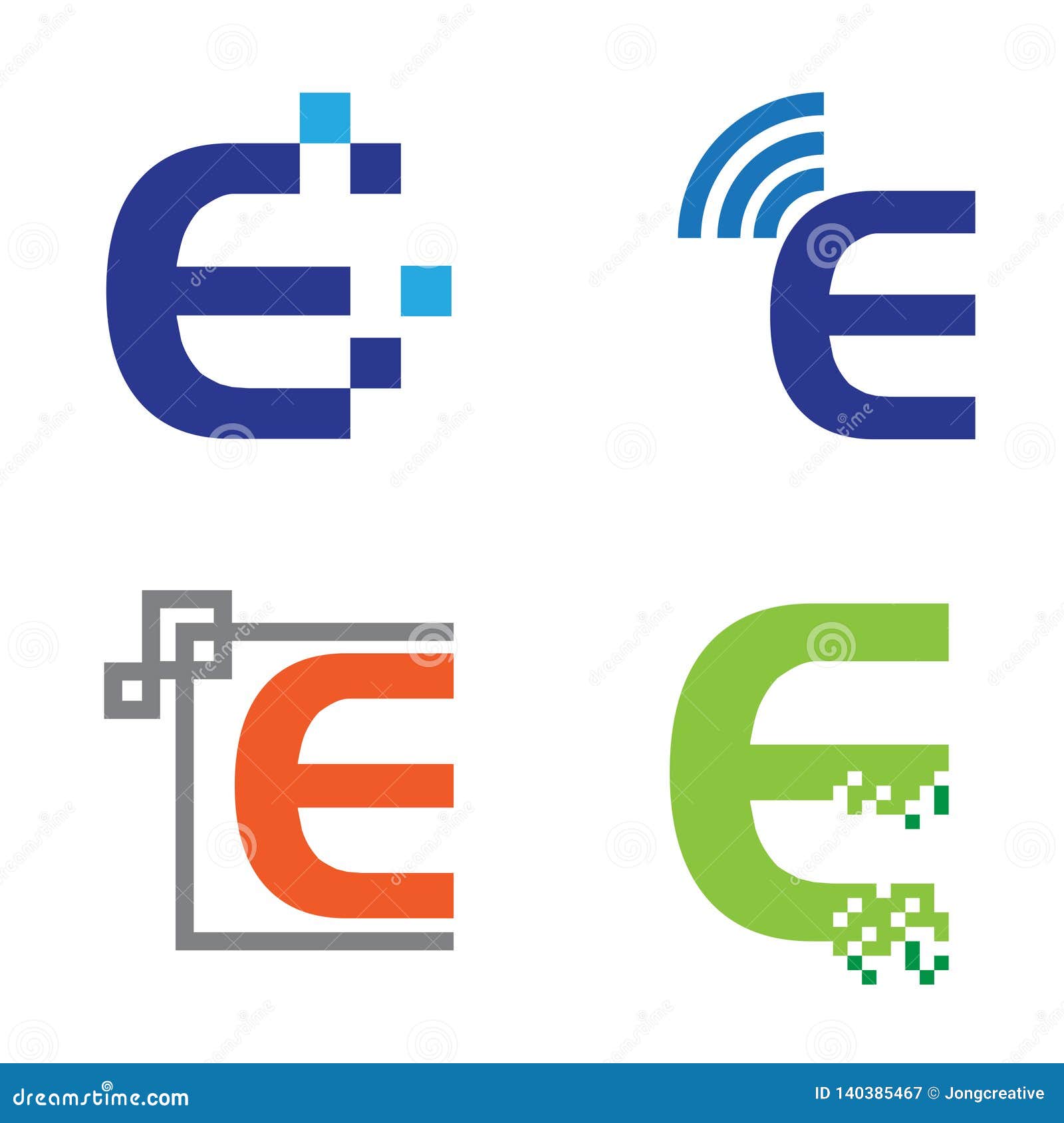 E Letter Technology Internet Symbol Logo Template Stock Vector ...