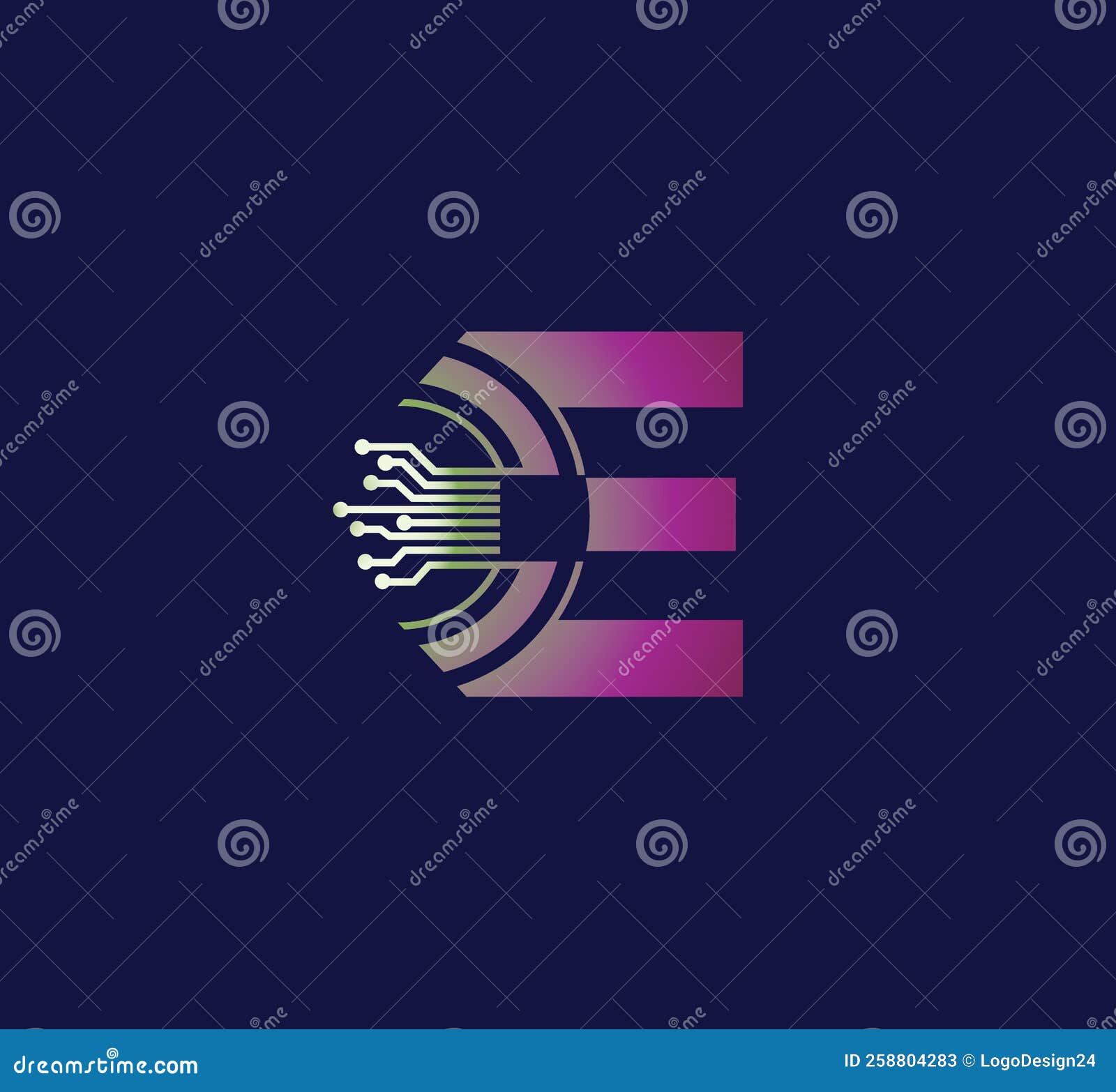 E Letter Technology Logo Design. with Communication Service. Modern ...