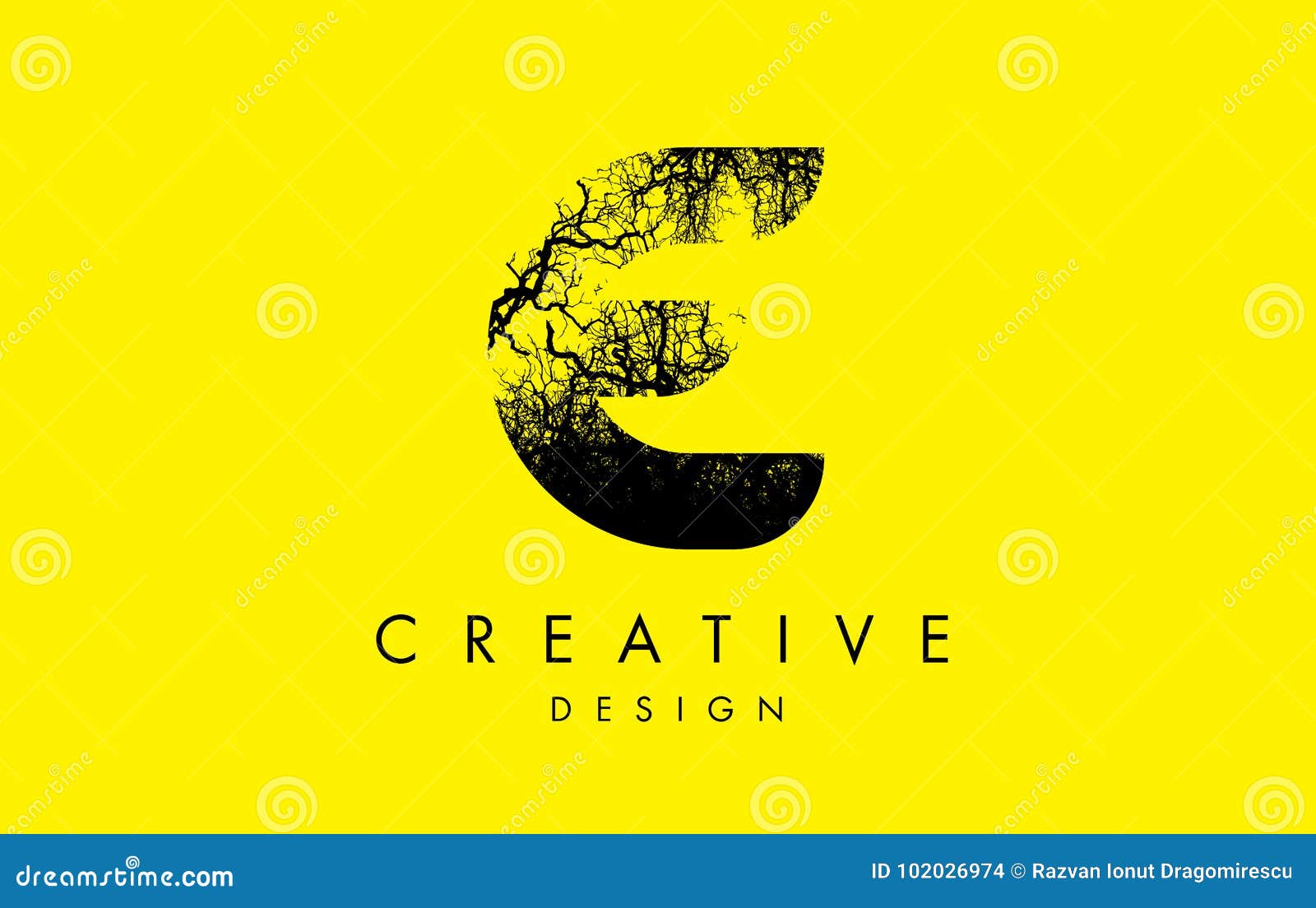 E Logo Letter Made from Black Tree Branches Stock Vector - Illustration ...