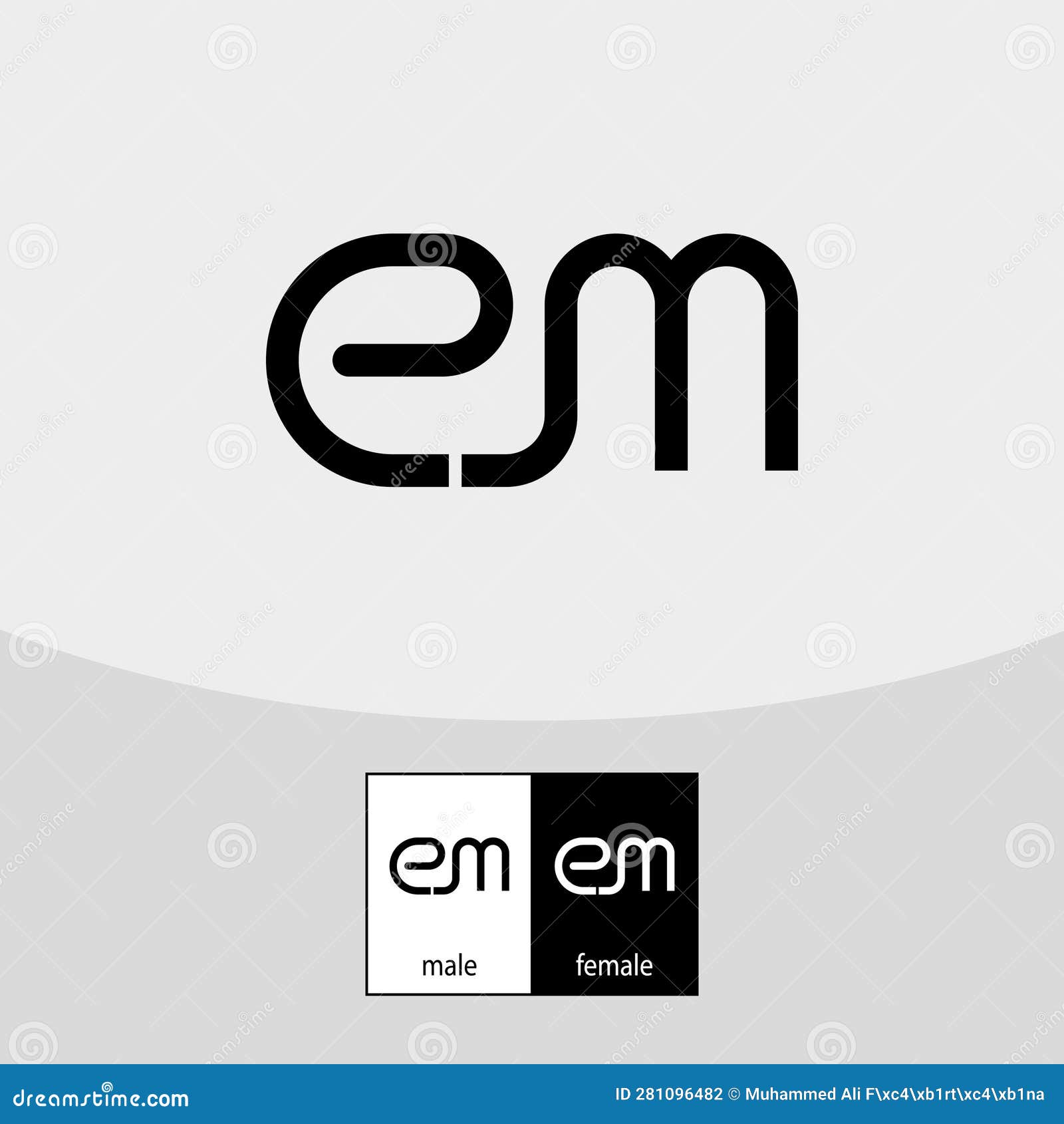 E and M Letter Logo. Black Color Stock Vector - Illustration of ...