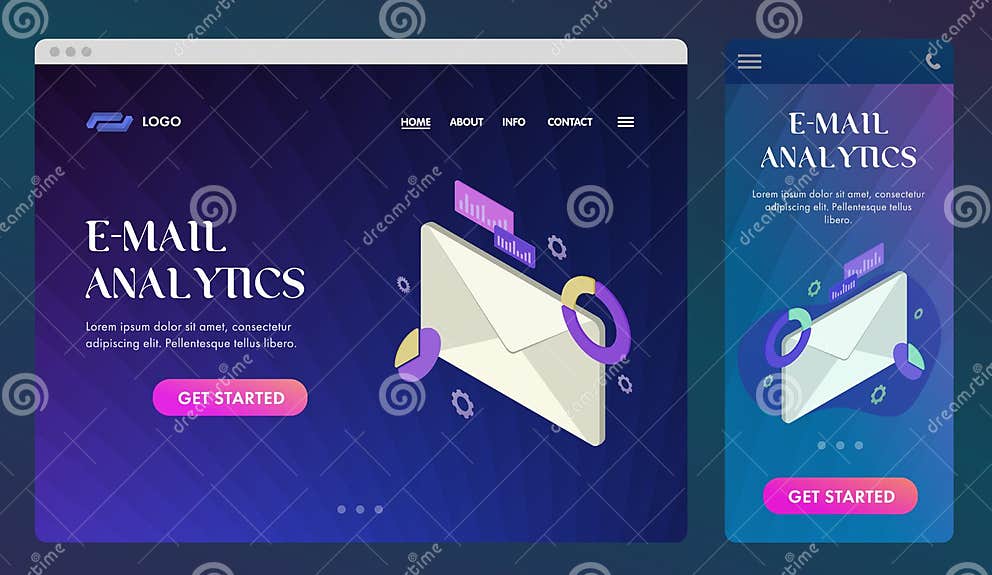E-mail Analytics UI UX Marketing Web Design Template and GUI Mobile ...