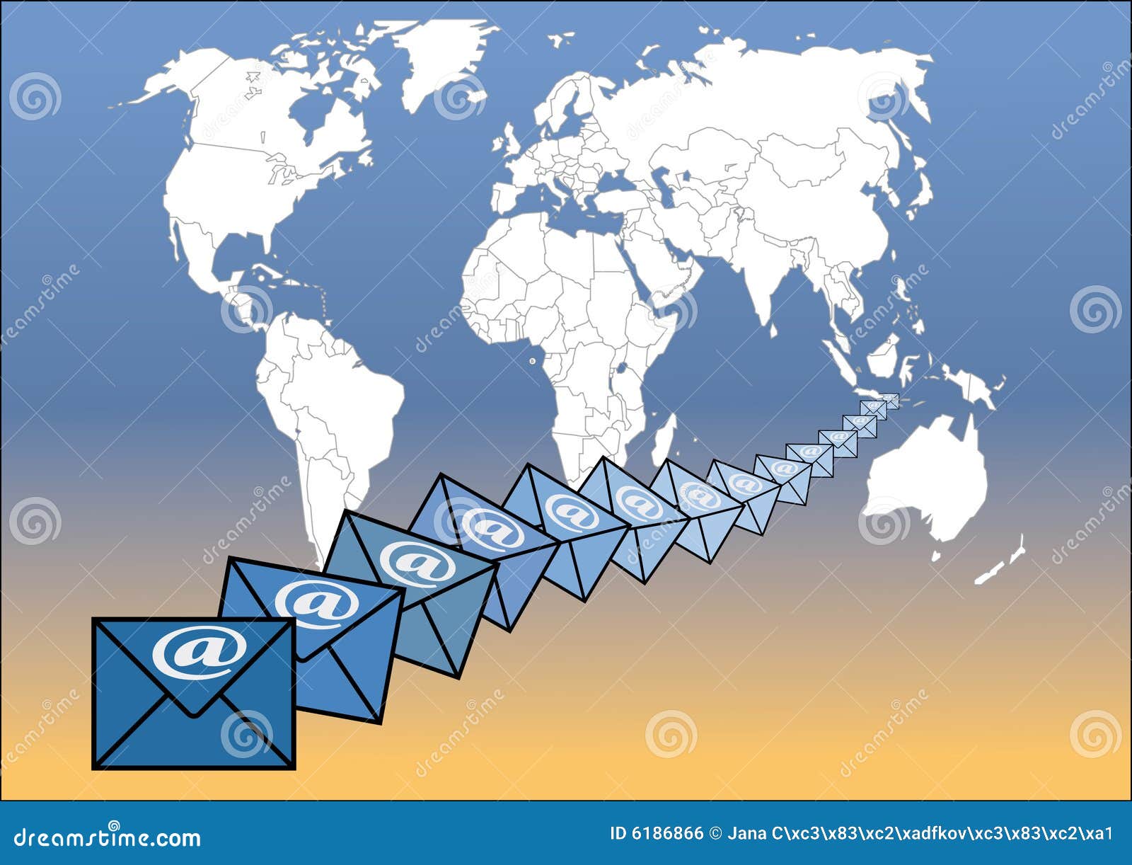 E-mail around the world stock vector. Illustration of asia - 6186866