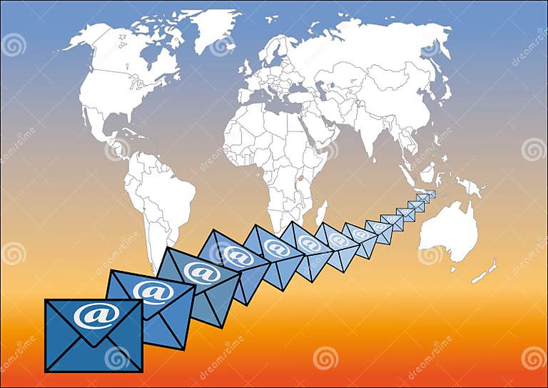 E-mail around the world stock vector. Illustration of flying - 6186877