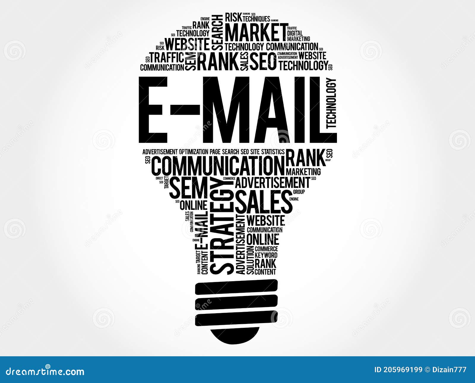 E-MAIL bulb word cloud stock illustration. Illustration of lightbulb ...