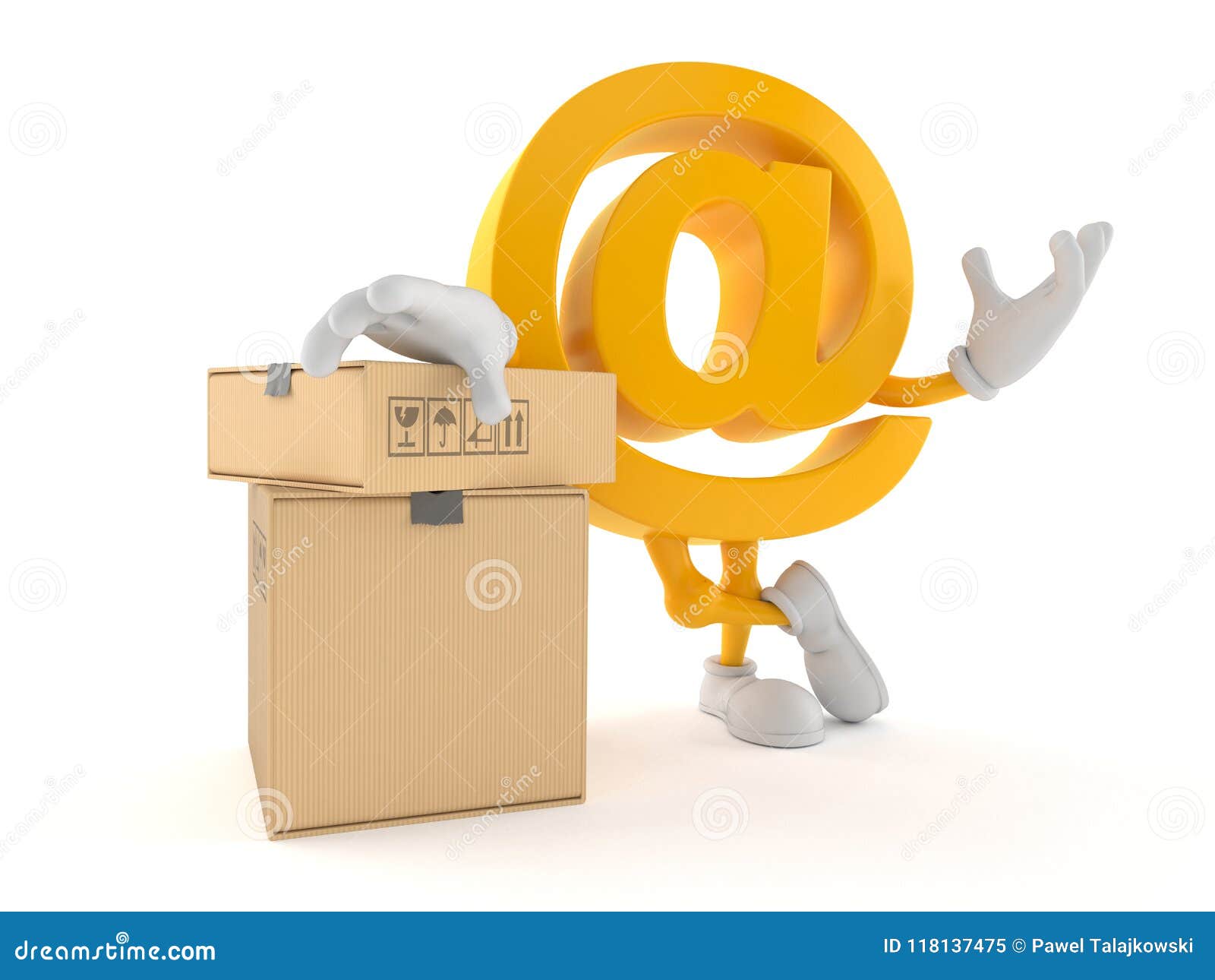 E-mail Character with Stack of Boxes Stock Illustration - Illustration ...