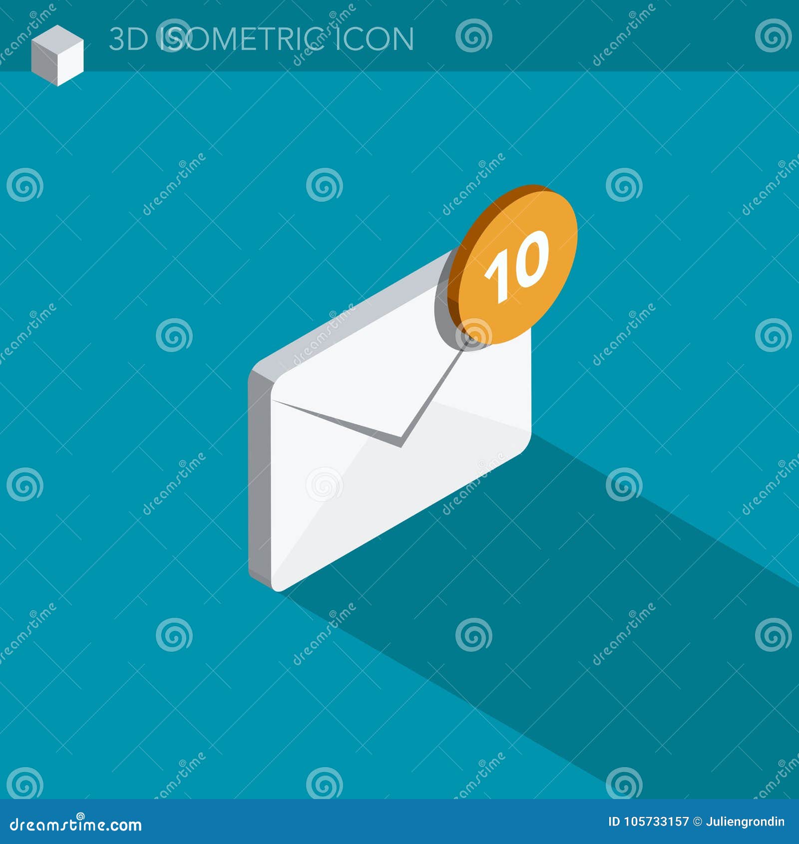 E-mail 3D Isometric Web Icon Stock Illustration - Illustration of email ...