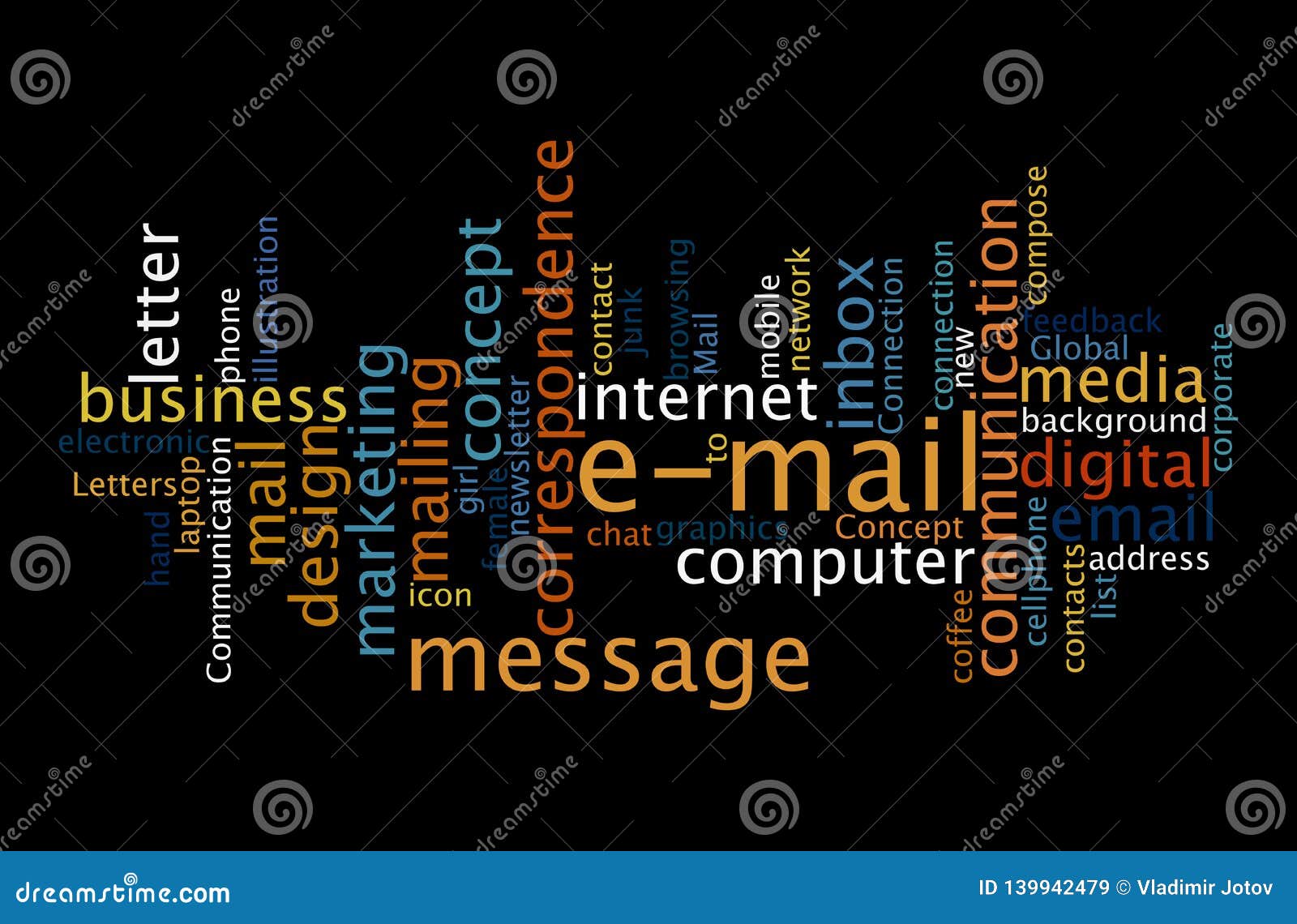 E-mail, Digital Communication Word Cloud Concept Stock Illustration ...