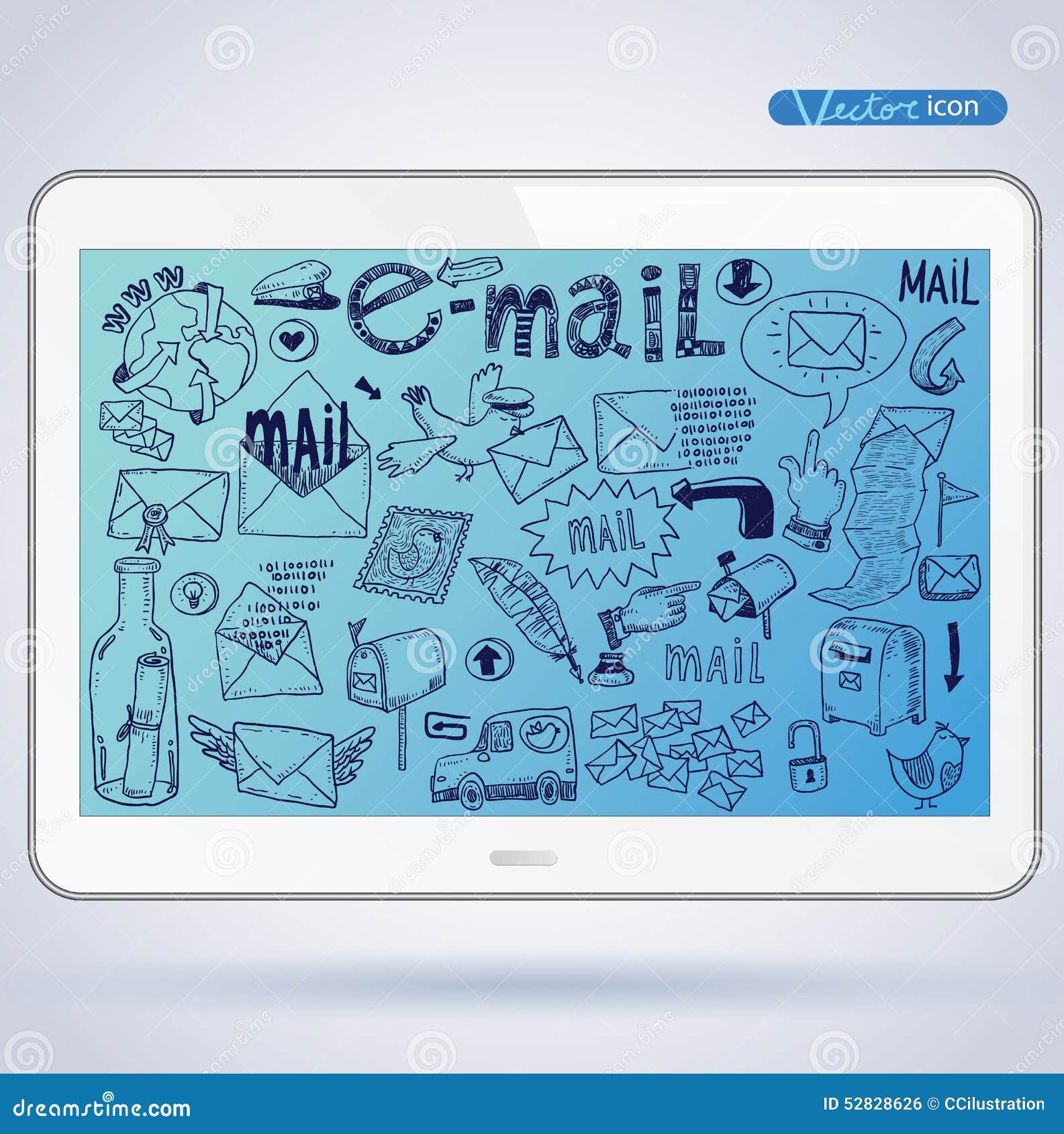 E-mail Doodle Set. Vector Illustration Stock Vector - Illustration of ...