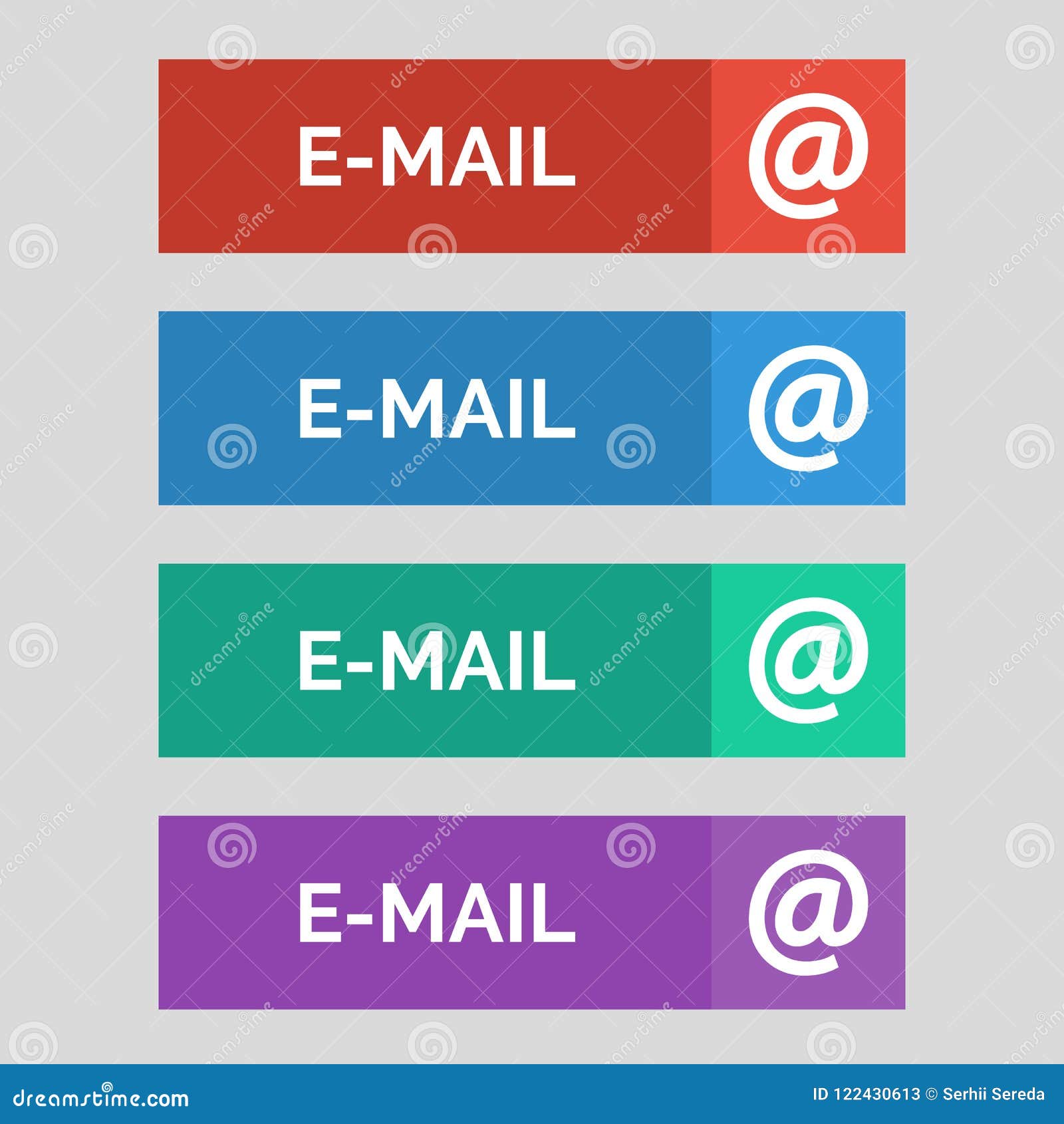 E-mail Flat Buttons on Grey Background. Stock Illustration ...