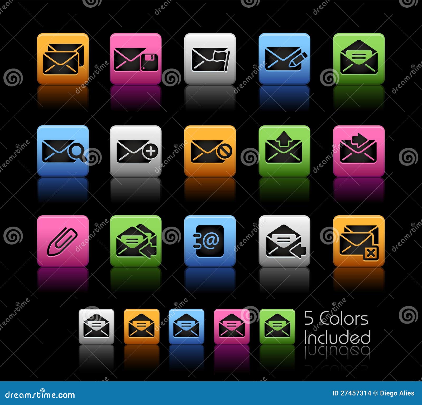 E-mail Icons // Color Box stock vector. Illustration of envelope - 27457314