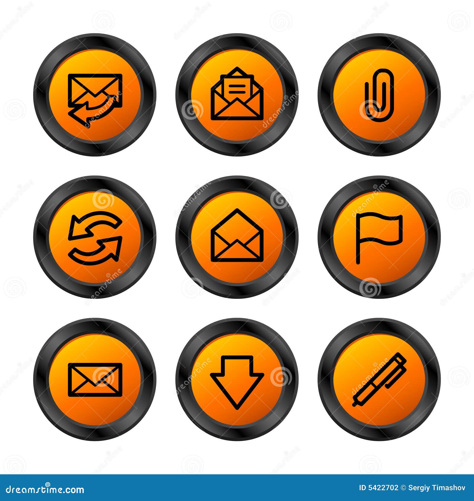 E-mail Icons, Orange Series Stock Vector - Illustration of email ...