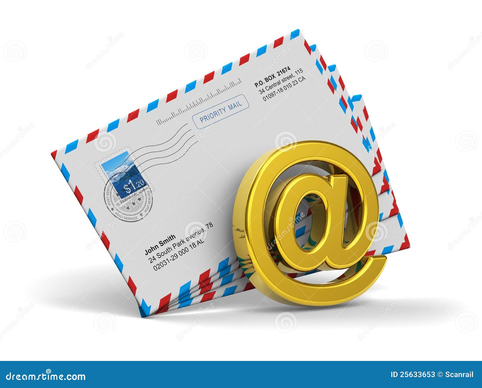 E Mail Internet Messaging Concept Post Envelopes Golden Stock ...