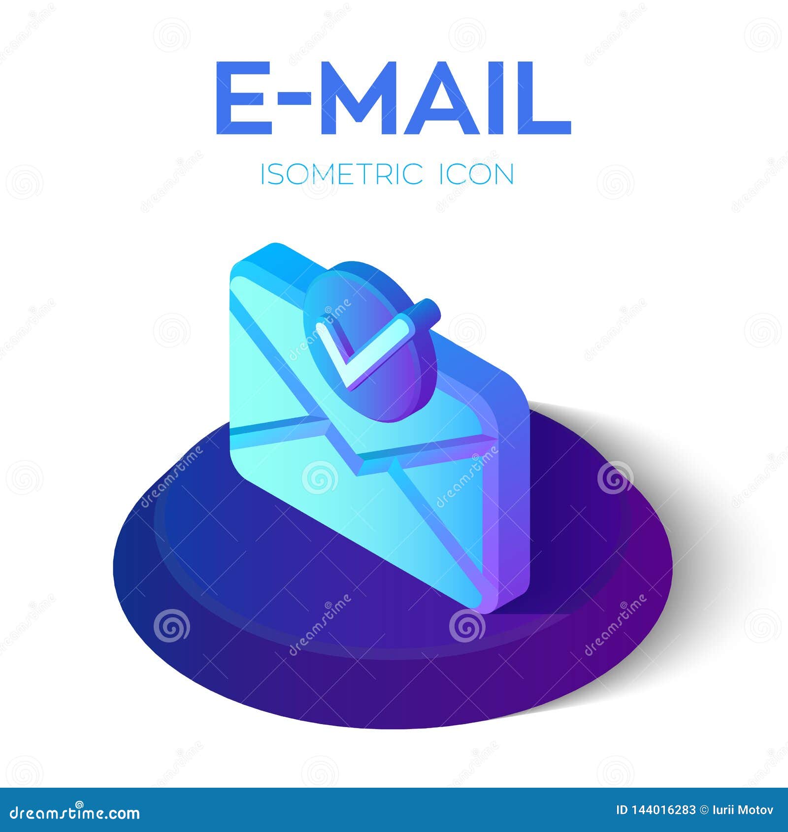 E-mail Isometric Icon with Accepted Symbol. 3D Isometric Email Icon ...