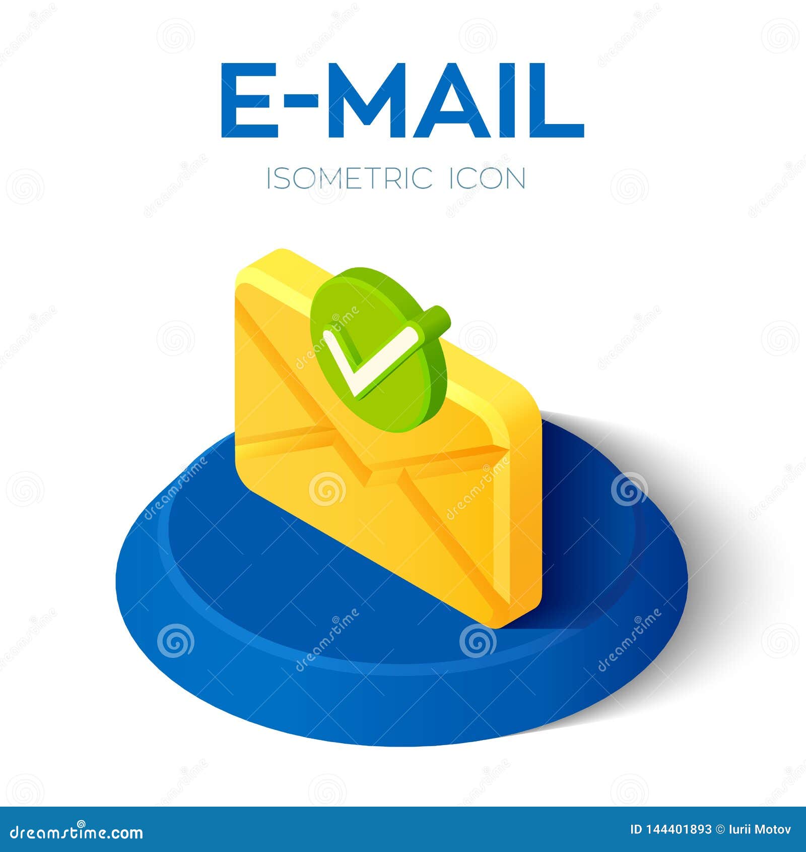 E-mail Isometric Icon with Accepted Symbol. 3D Isometric Email Icon ...
