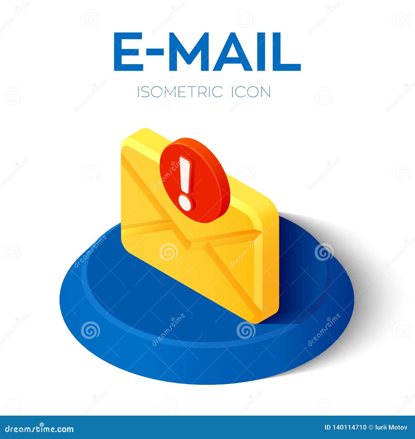 E-mail Isometric Icon with Attention Symbol. 3D Isometric Email Icon ...