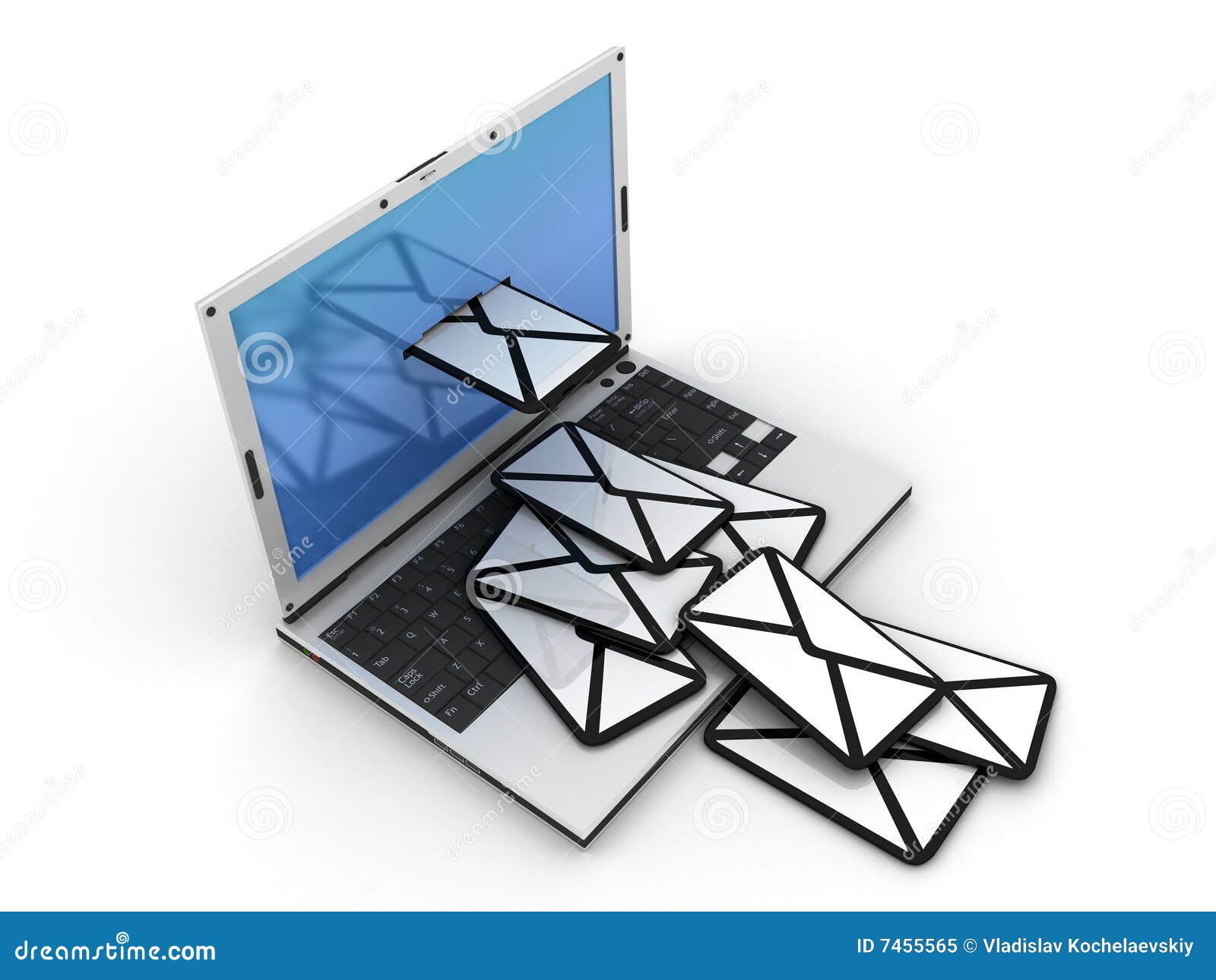 E-mail laptop stock afbeelding. Image of laptop, notitieboekje - 7455565