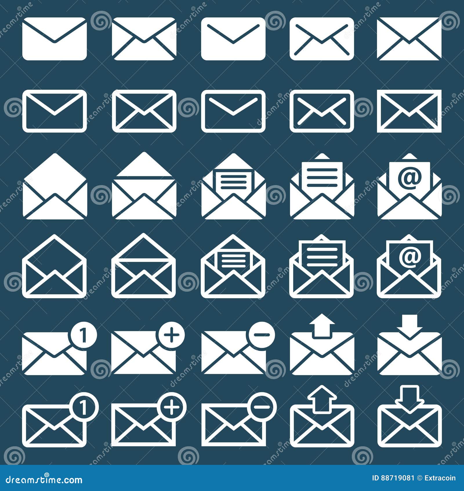 E-mail, mail or sms icons stock vector. Illustration of paper - 88719081