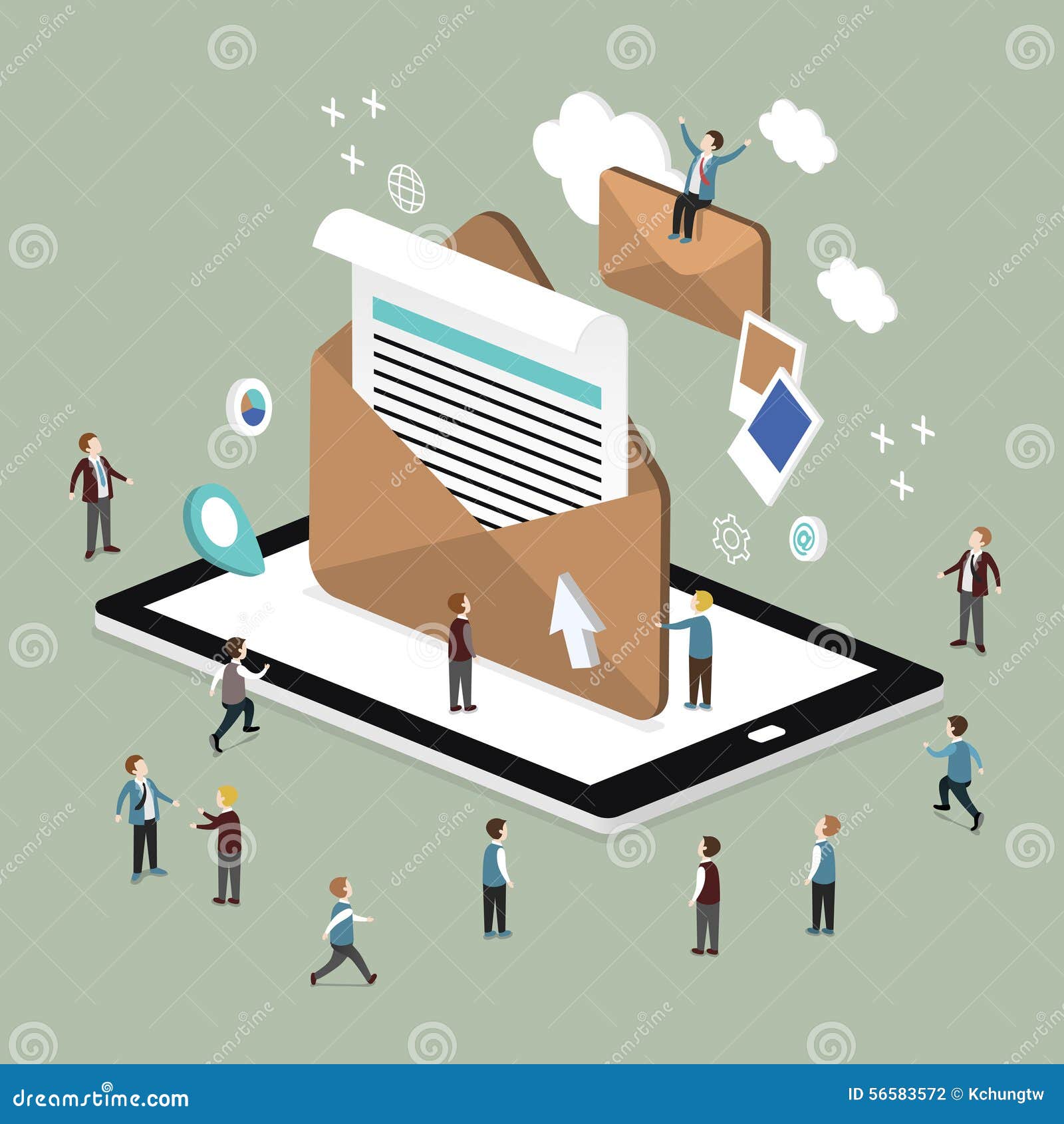 E-Mail Marketing Campaign Flat Illustration. Process Of Sending A ...