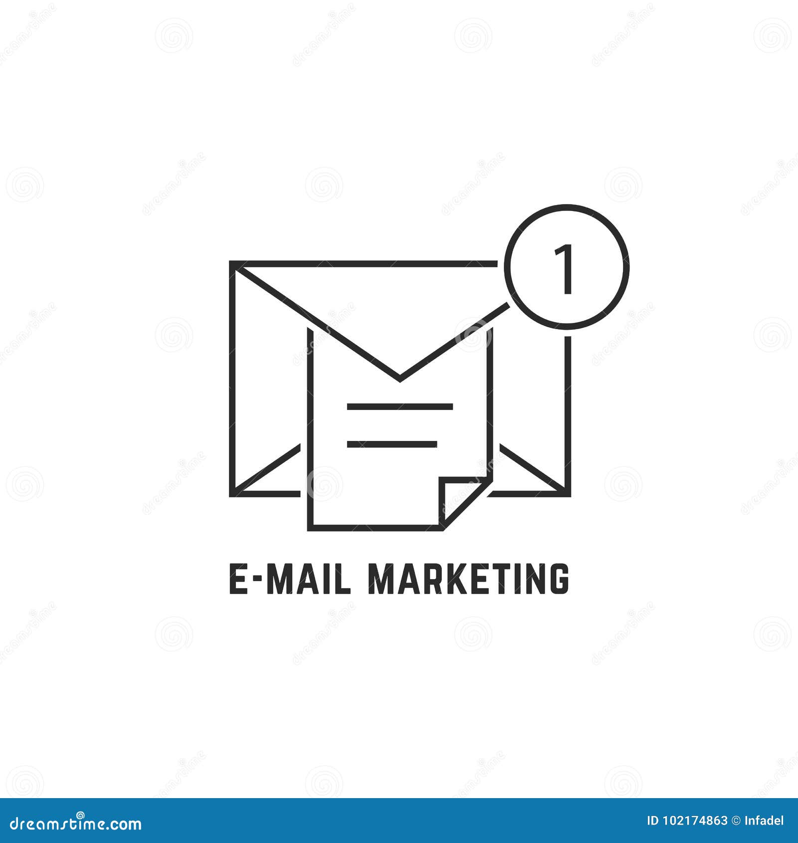 E-mail Marketing with Thin Line Notice Stock Vector - Illustration of ... E-mail Marketing with Thin Line Notice Stock Vector - Illustration of ...