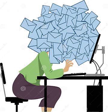 E-mail overload stock vector. Illustration of woman - 233338903