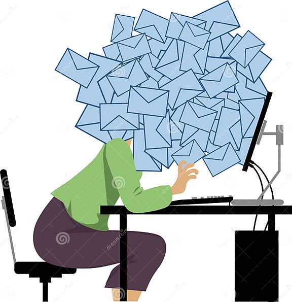 E-mail overload stock vector. Illustration of woman - 233338903