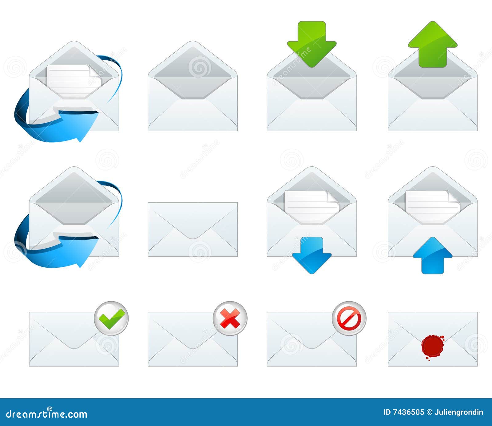 E-mail pictogrammen vector illustratie. Illustration of mededeling ...