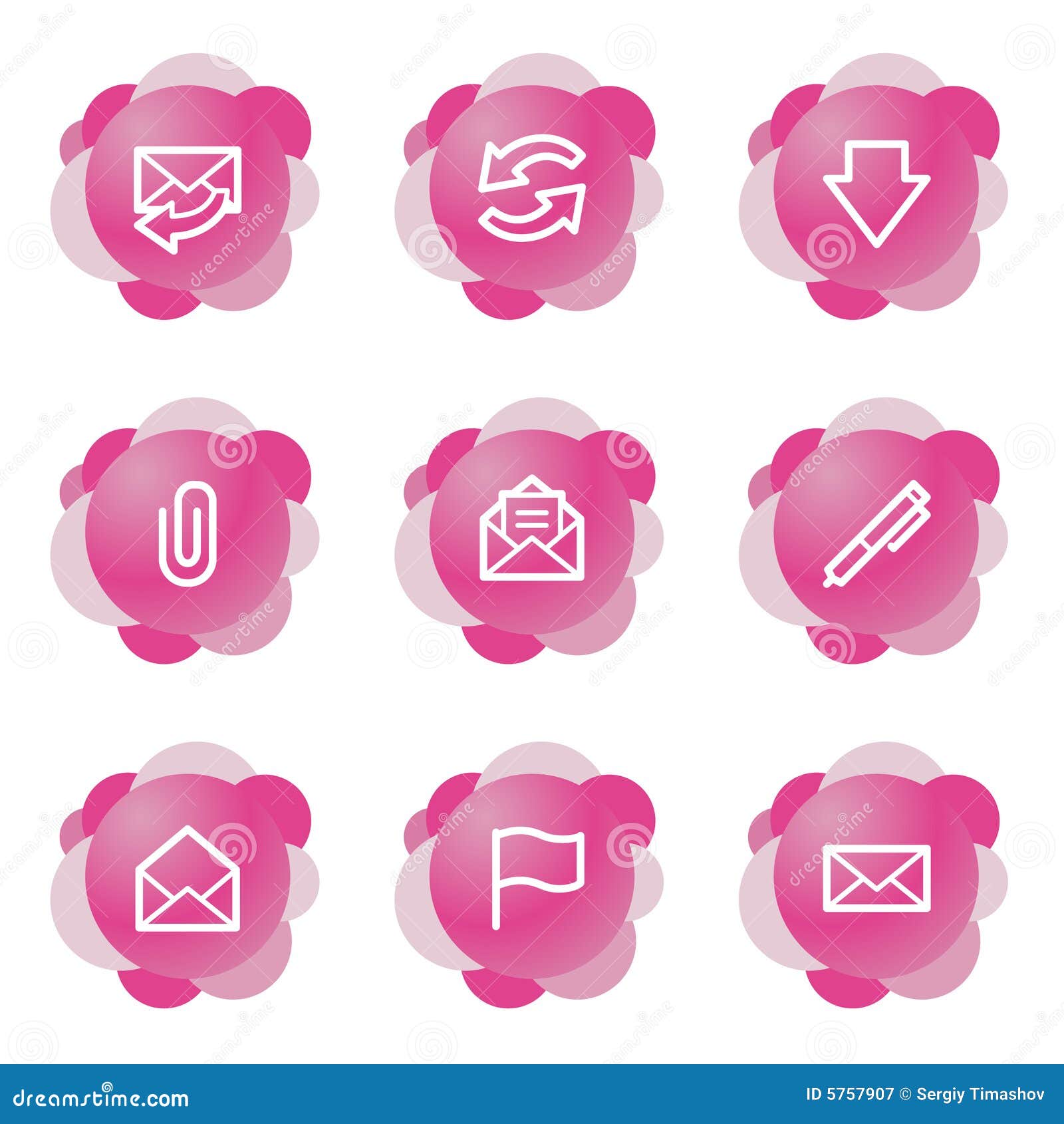 E-mail Pictogrammen, Roze Reeks Vector Illustratie - Illustration of ...