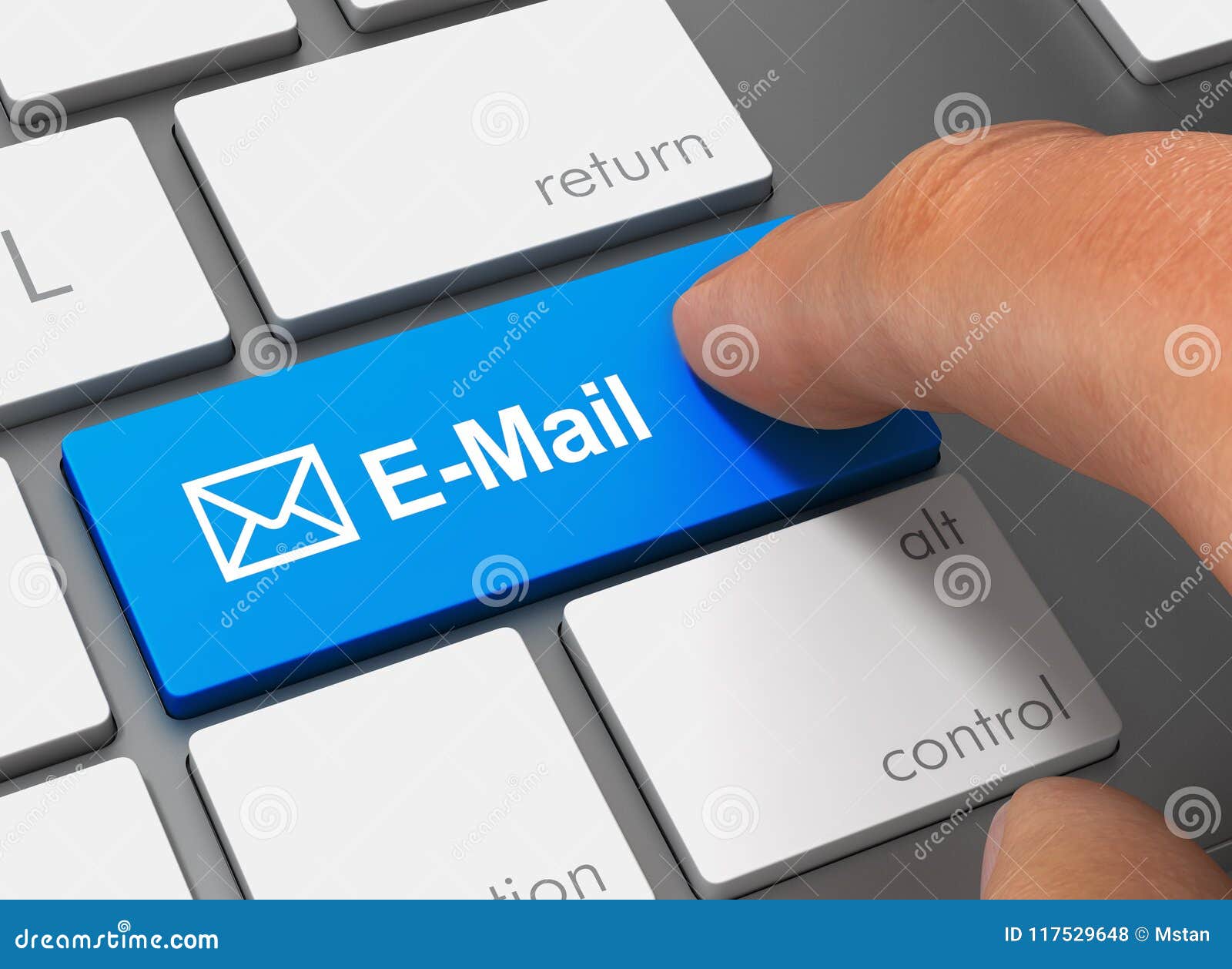 E Mail Pushing Keyboard with Finger 3d Illustration Stock Illustration ...