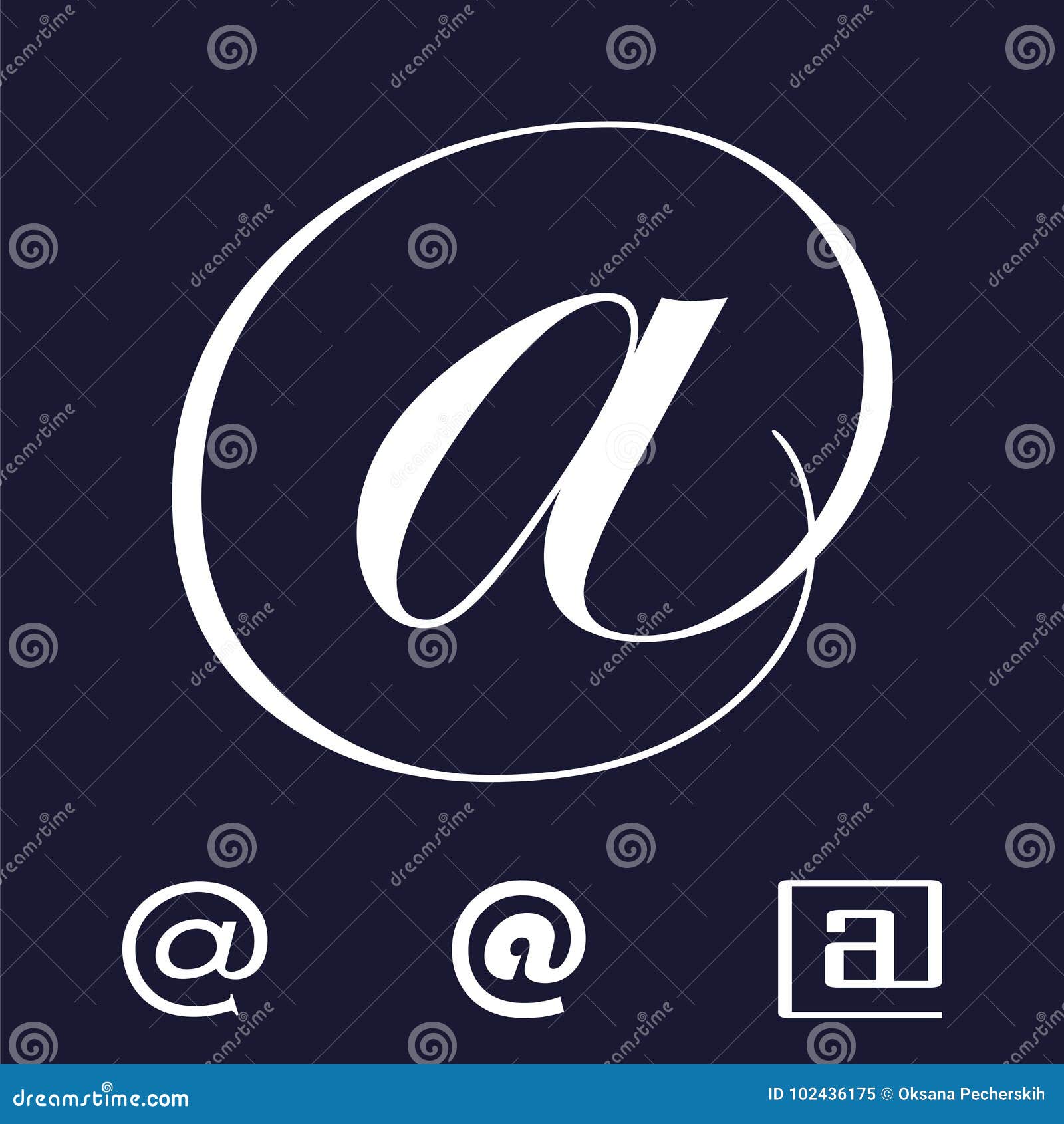 E-mail Set. Vector White Icon on Dark Blue Background. Stock Vector ...