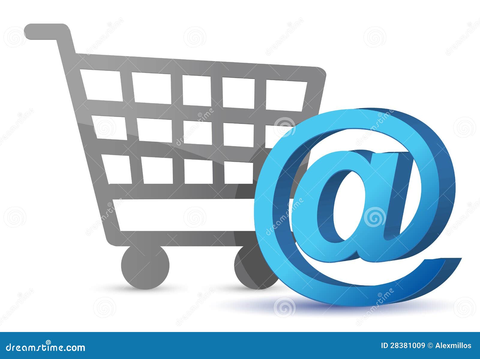 E-mail Sign an Shopping Cart Stock Illustration - Illustration of cart ...
