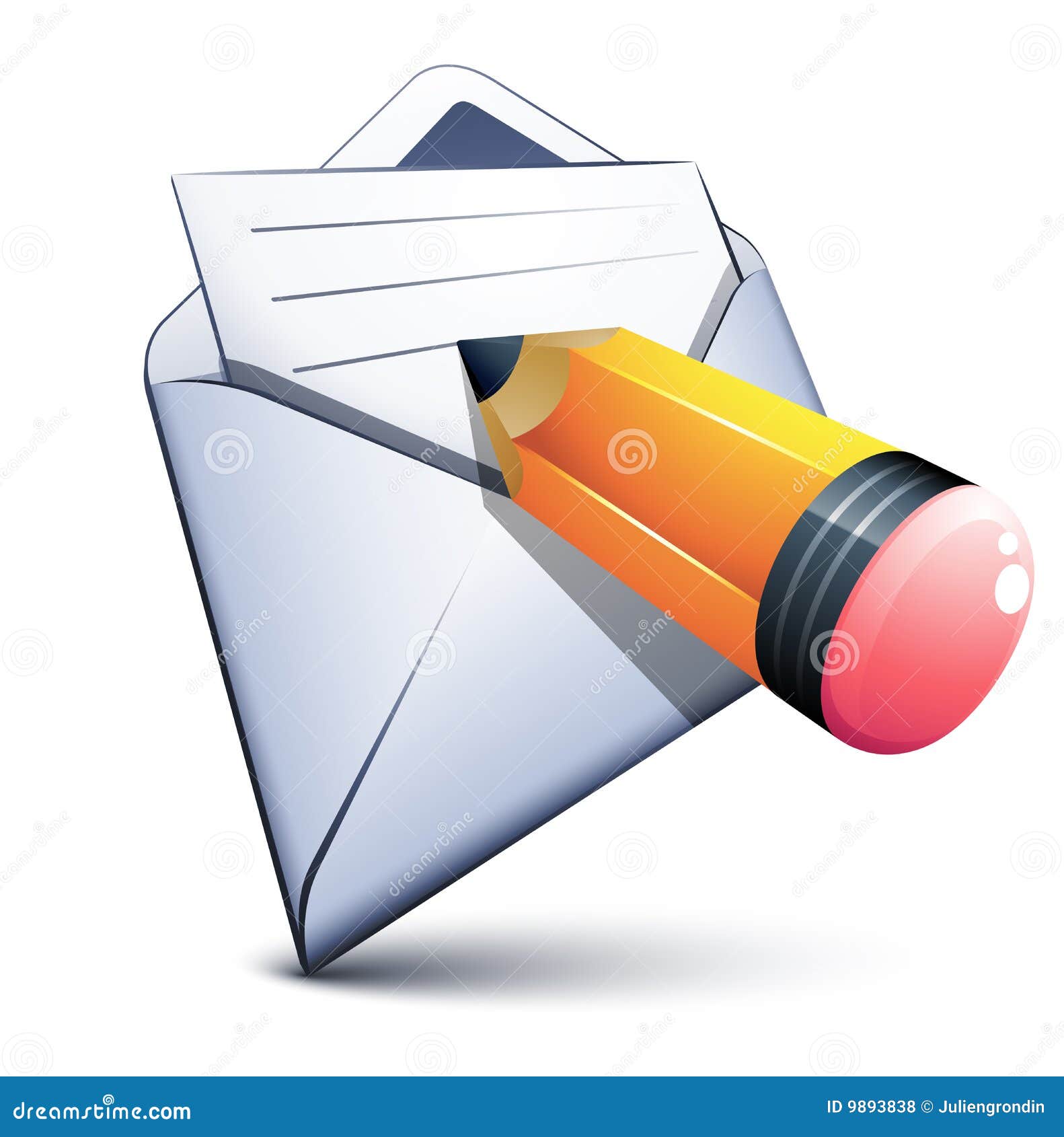 E-mail and a small pen stock vector. Illustration of pencil - 9893838