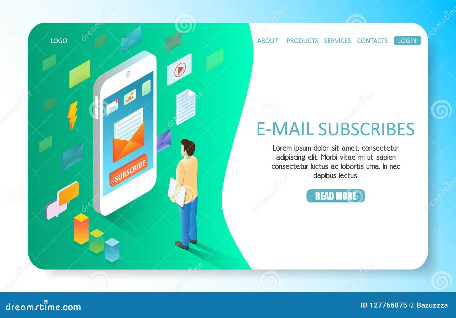 E-mail Subscribe Landing Page Website Vector Template Stock Vector ...