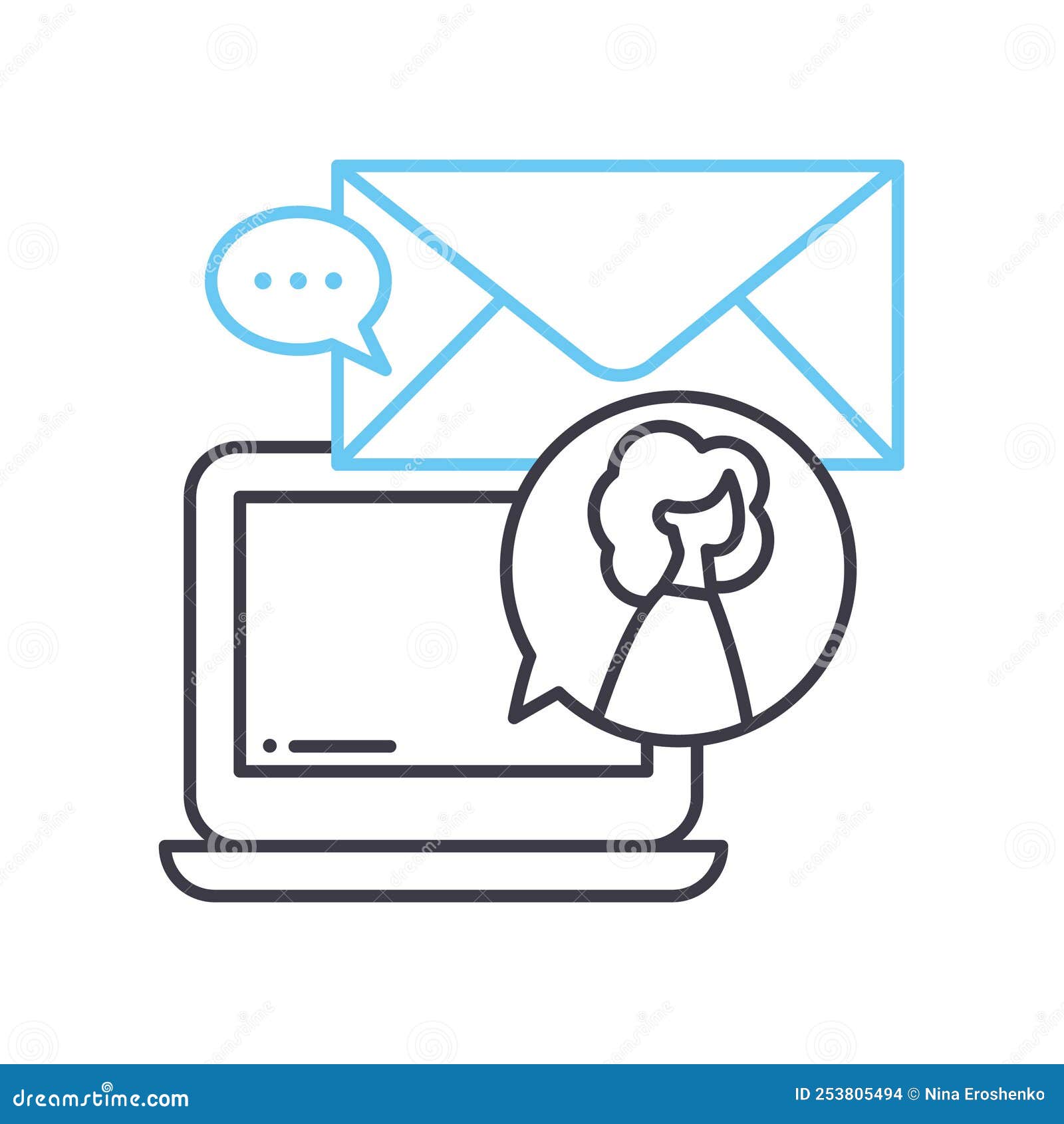 E-mail Support Line Icon, Outline Symbol, Vector Illustration, Concept ...