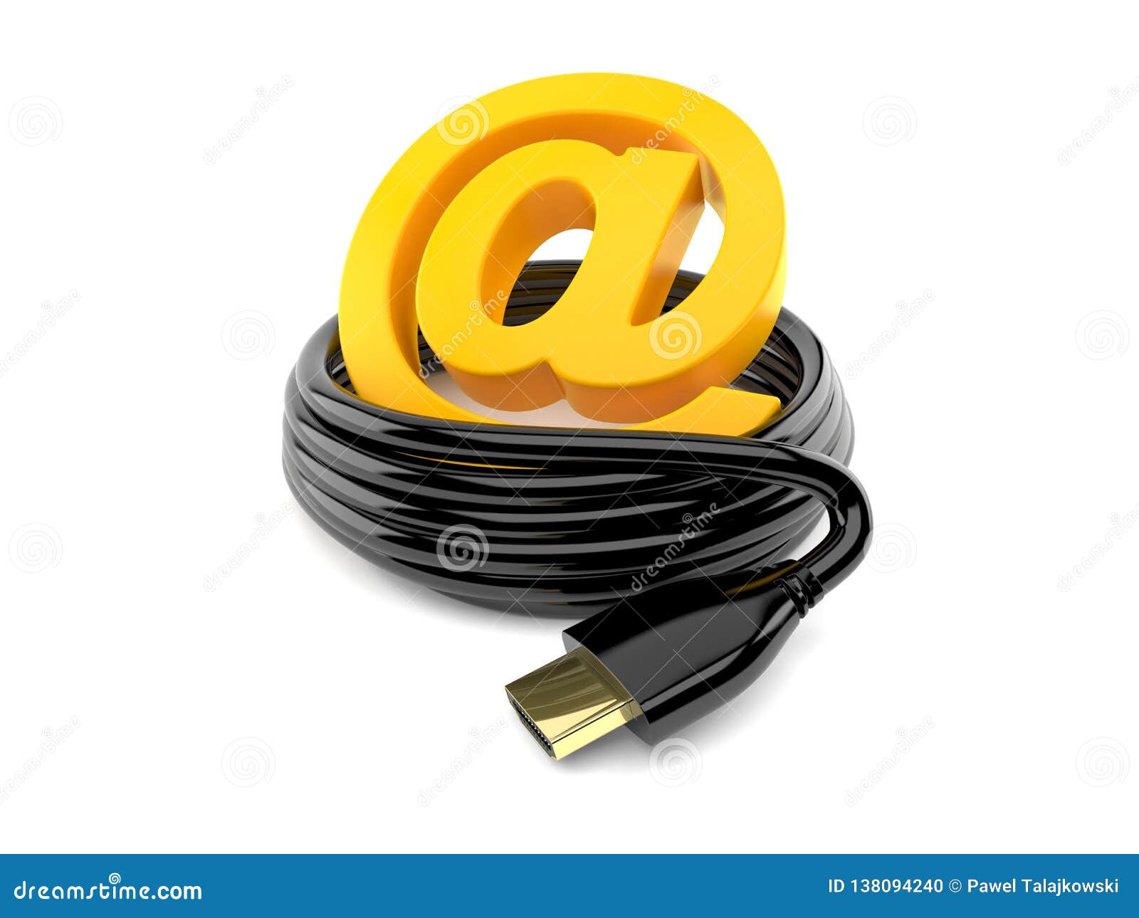 E-mail Symbol with Hdmi Cable Stock Illustration - Illustration of cord ...
