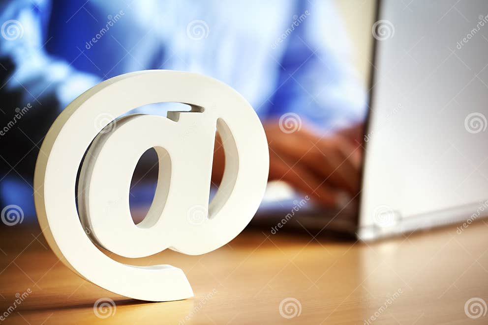 E-mail @ at symbol stock photo. Image of mailing, desk - 50138444
