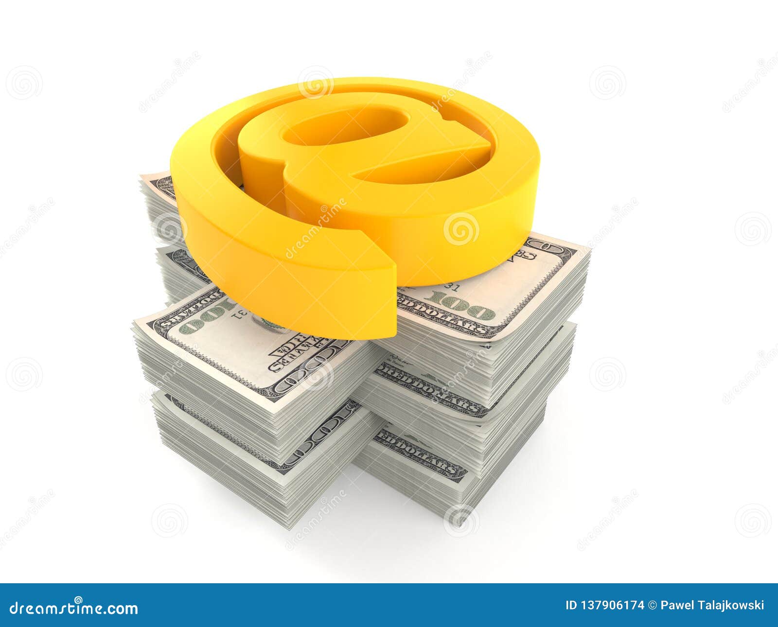 E-mail Symbol on Stack of Money Stock Illustration - Illustration of ...