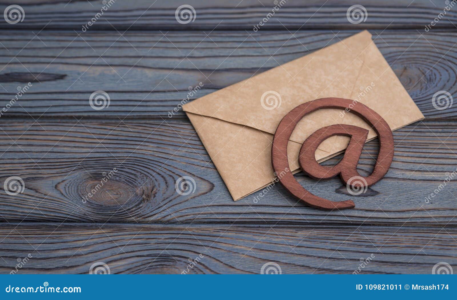 An E-mail Symbol on a Vintage Mail Envelope. Stock Image - Image of ...