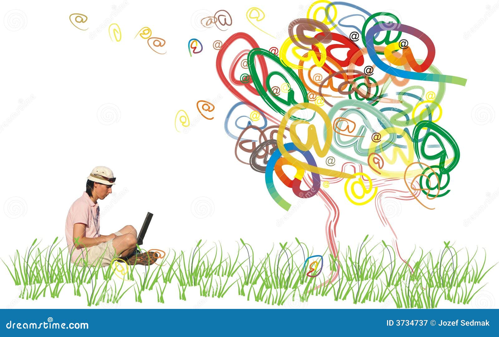 E-mail tree in autumn stock illustration. Illustration of account - 3734737