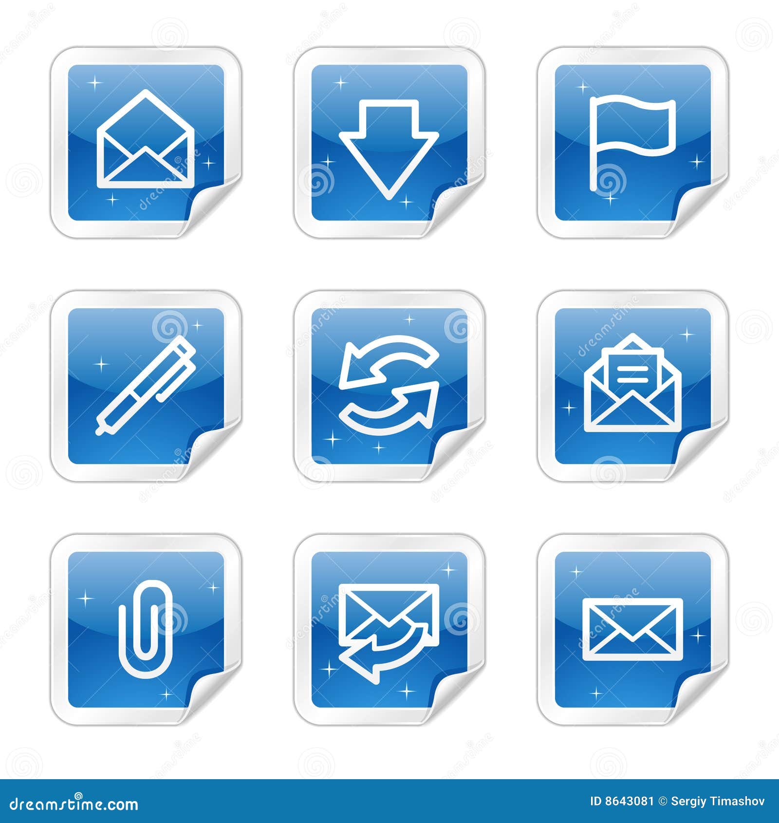 E-mail Web Icons, Blue Glossy Sticker Series Stock Vector ...