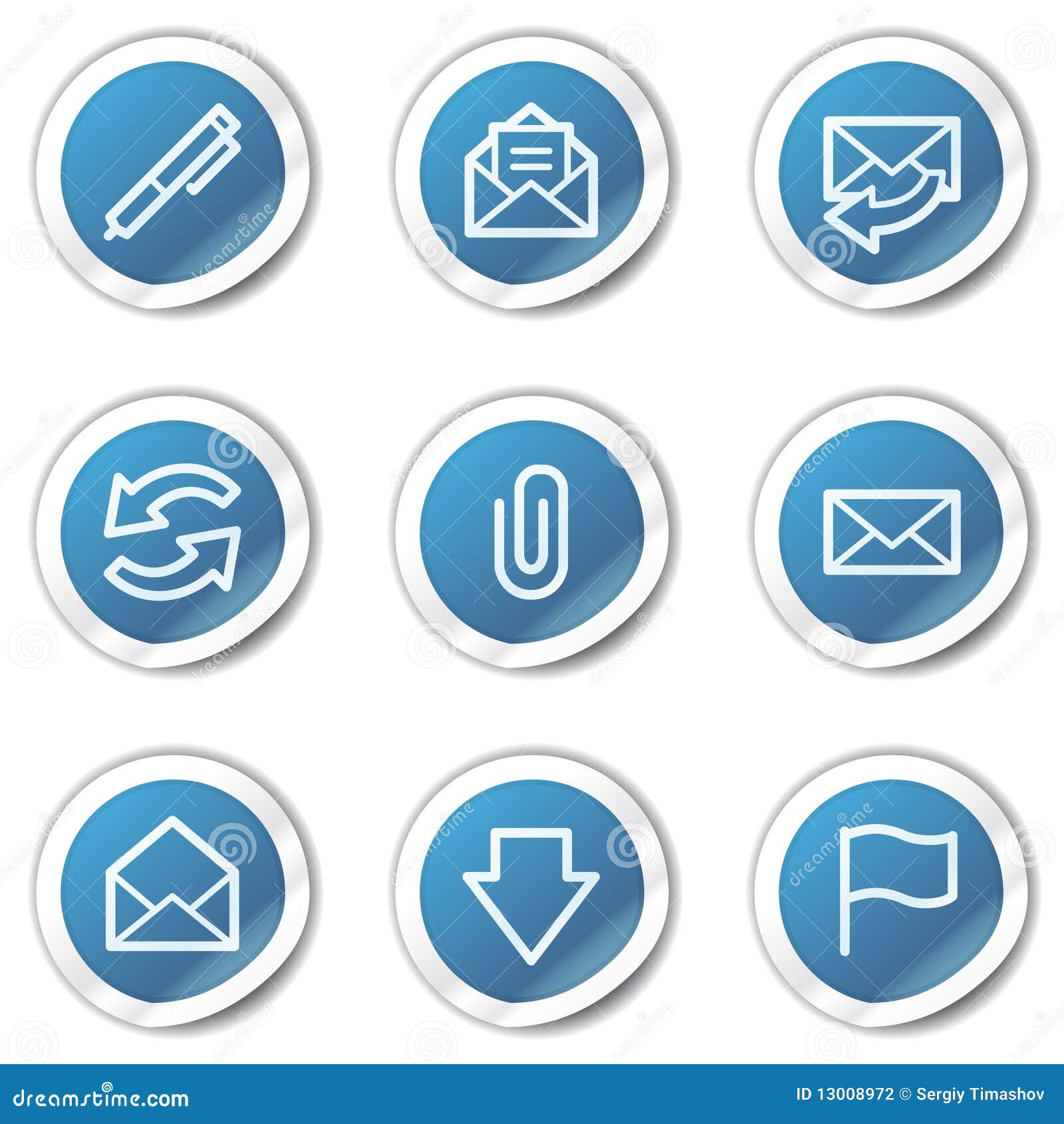 E-mail Web Icons, Blue Sticker Series Stock Vector - Illustration of ...