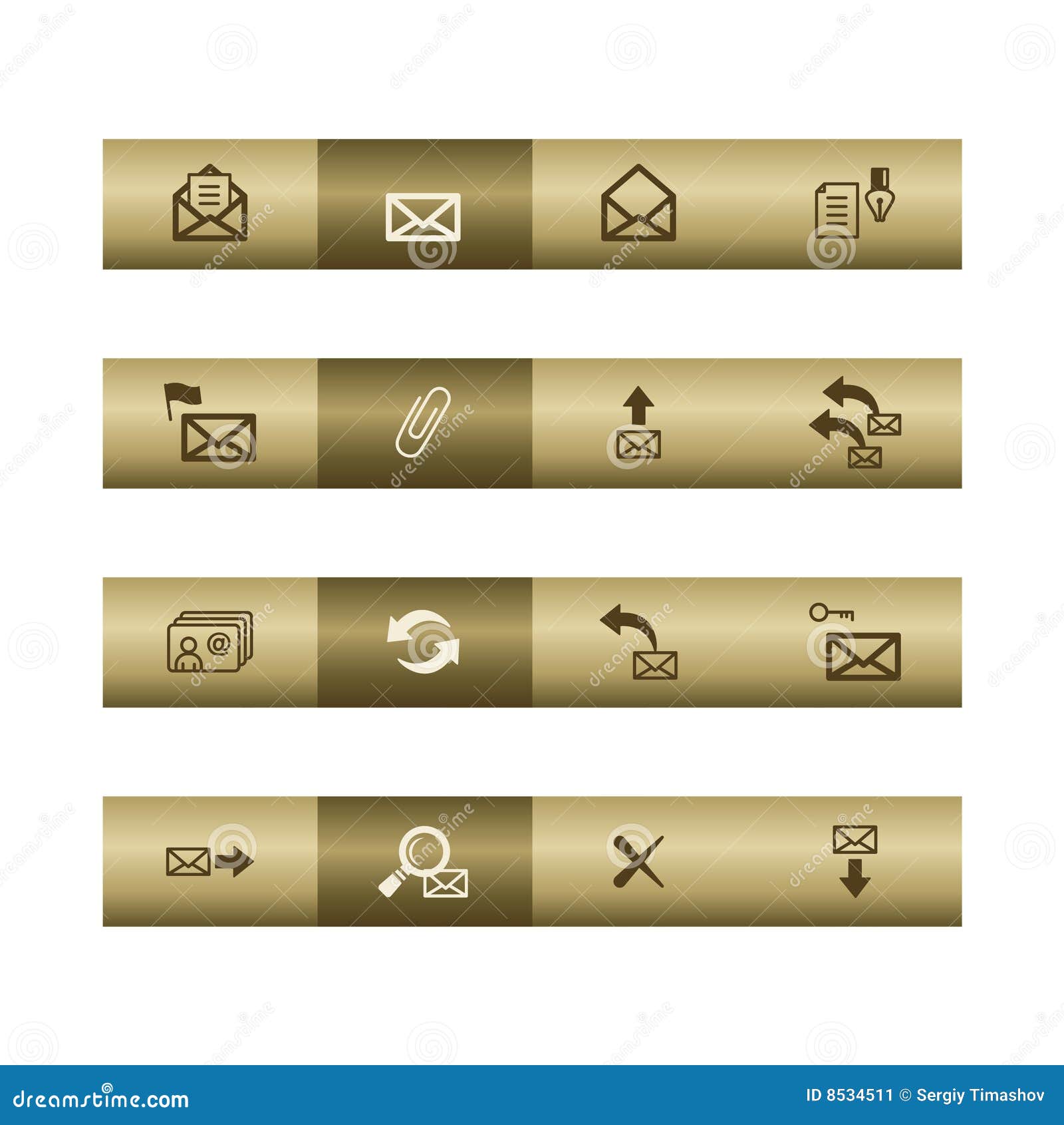 E-mail Web Icons on Bronze Bar Stock Vector - Illustration of search ...