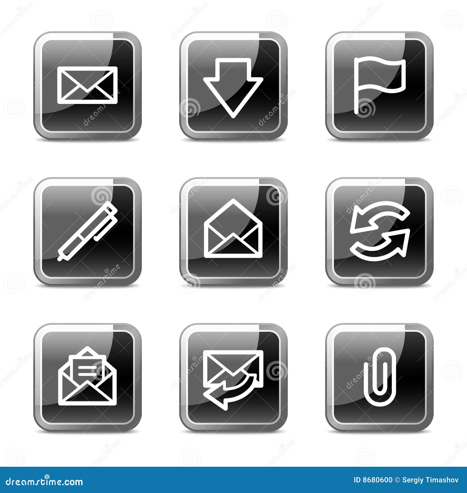E-mail Web Icons, Glossy Buttons Series Stock Vector - Illustration of ...